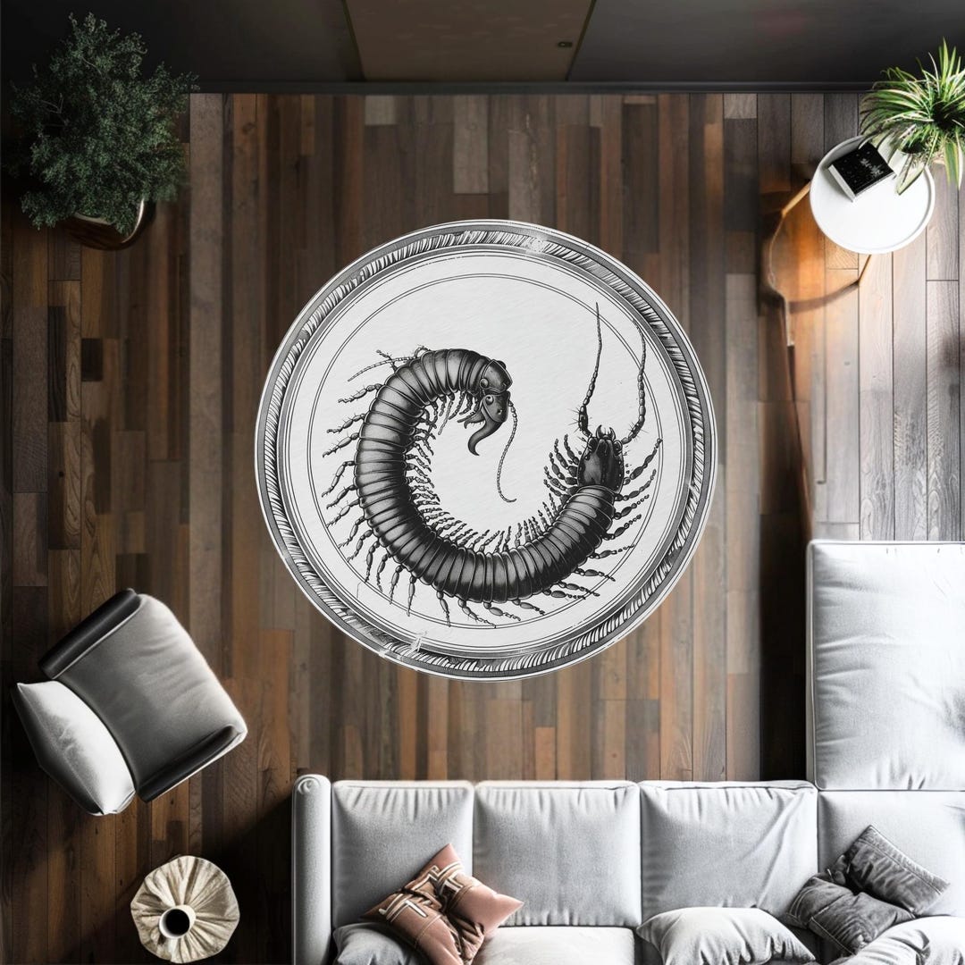 Gothic Centipede Round Rug | Black and White Vintage Victorian ...