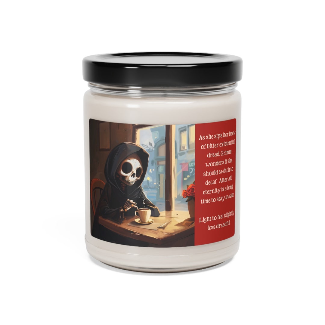 Grim Reaper Coffee Sipper Candle Decaffeinated Dread Scented Soy Candle ...