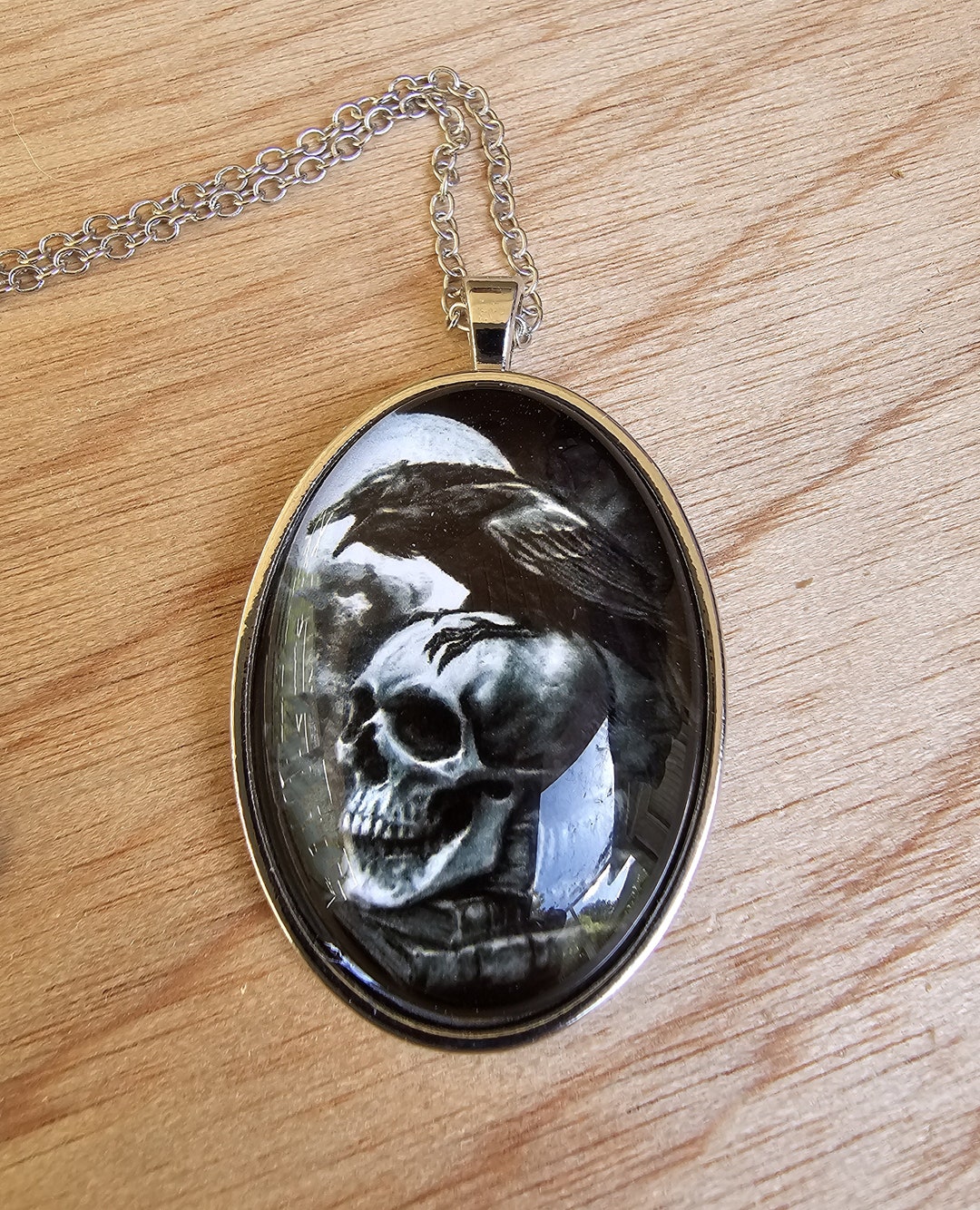Gothic Cameo Pendant / Raven's Elegy / Macabre Statement Piece / Gorgeous Gothic Crow Pendant ...