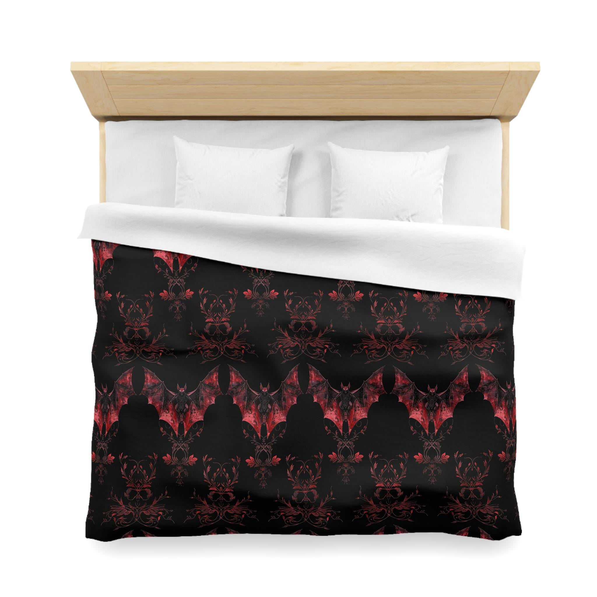Red Baroque Bats Duvet Cover | Victorian Gothic Bedding in Black & Red ...