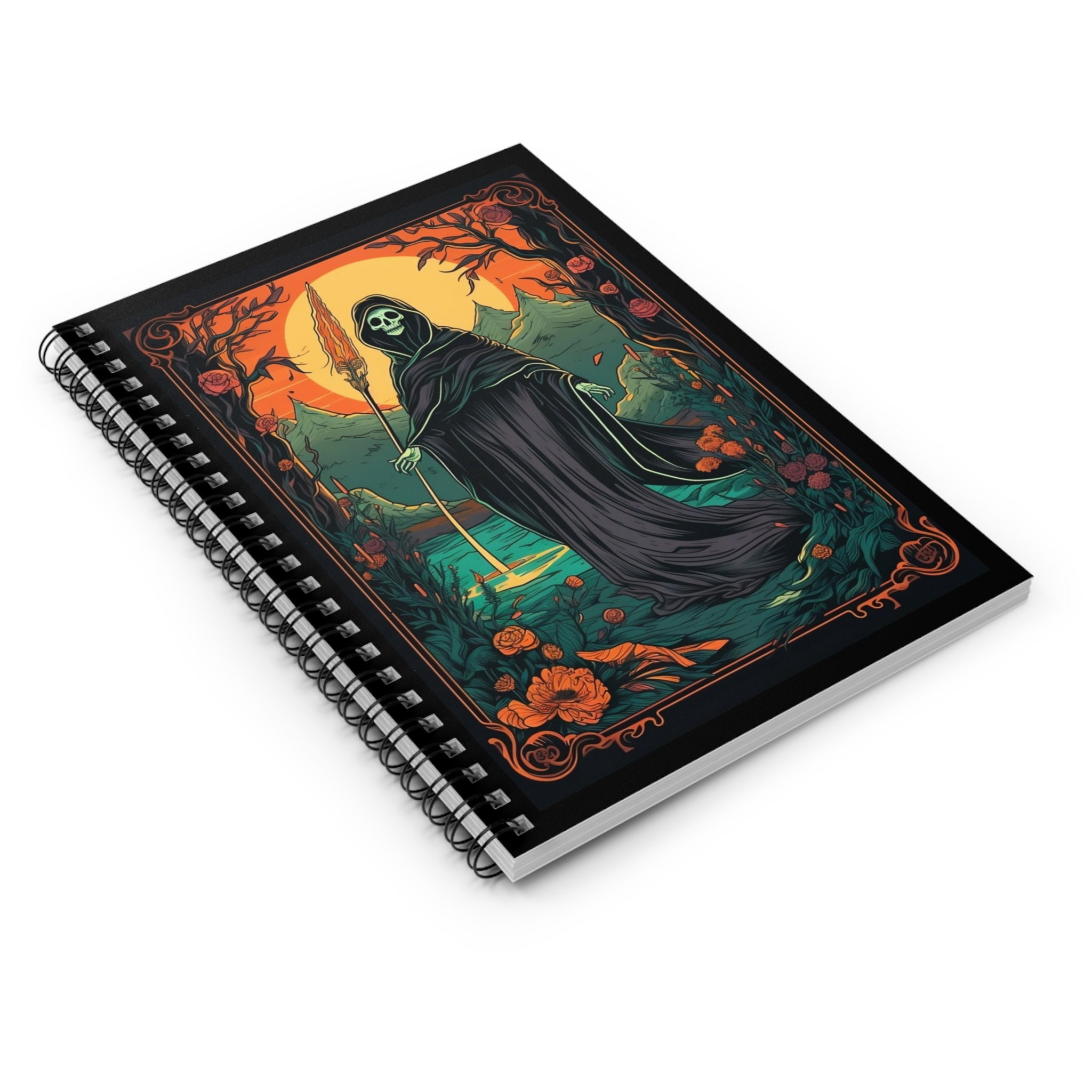 Grim Reaper Tarot Card Style Spiral Notebook - Gothic Gift Journal ...