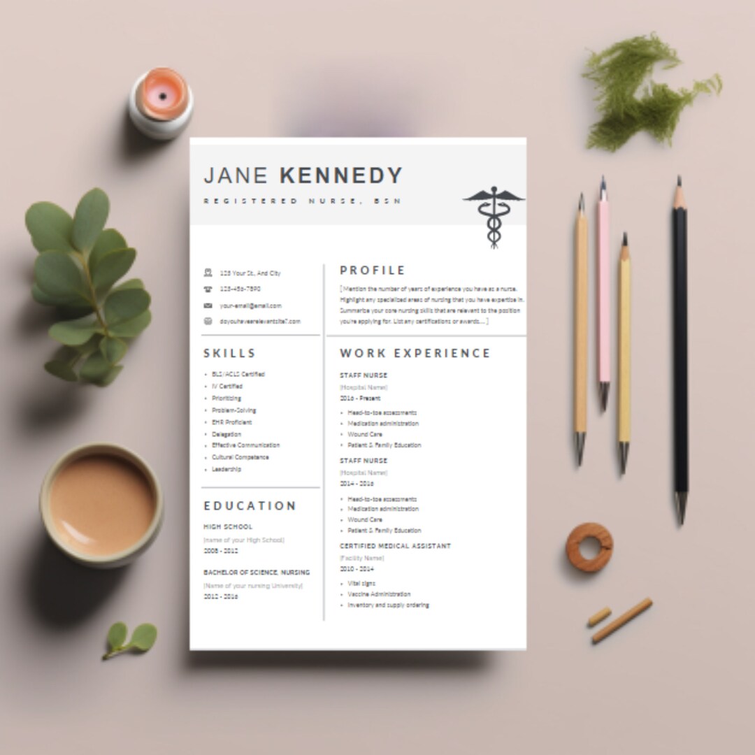 Sleek Modern Resume Nursing Template Simple Professional Grayscale FREE ...
