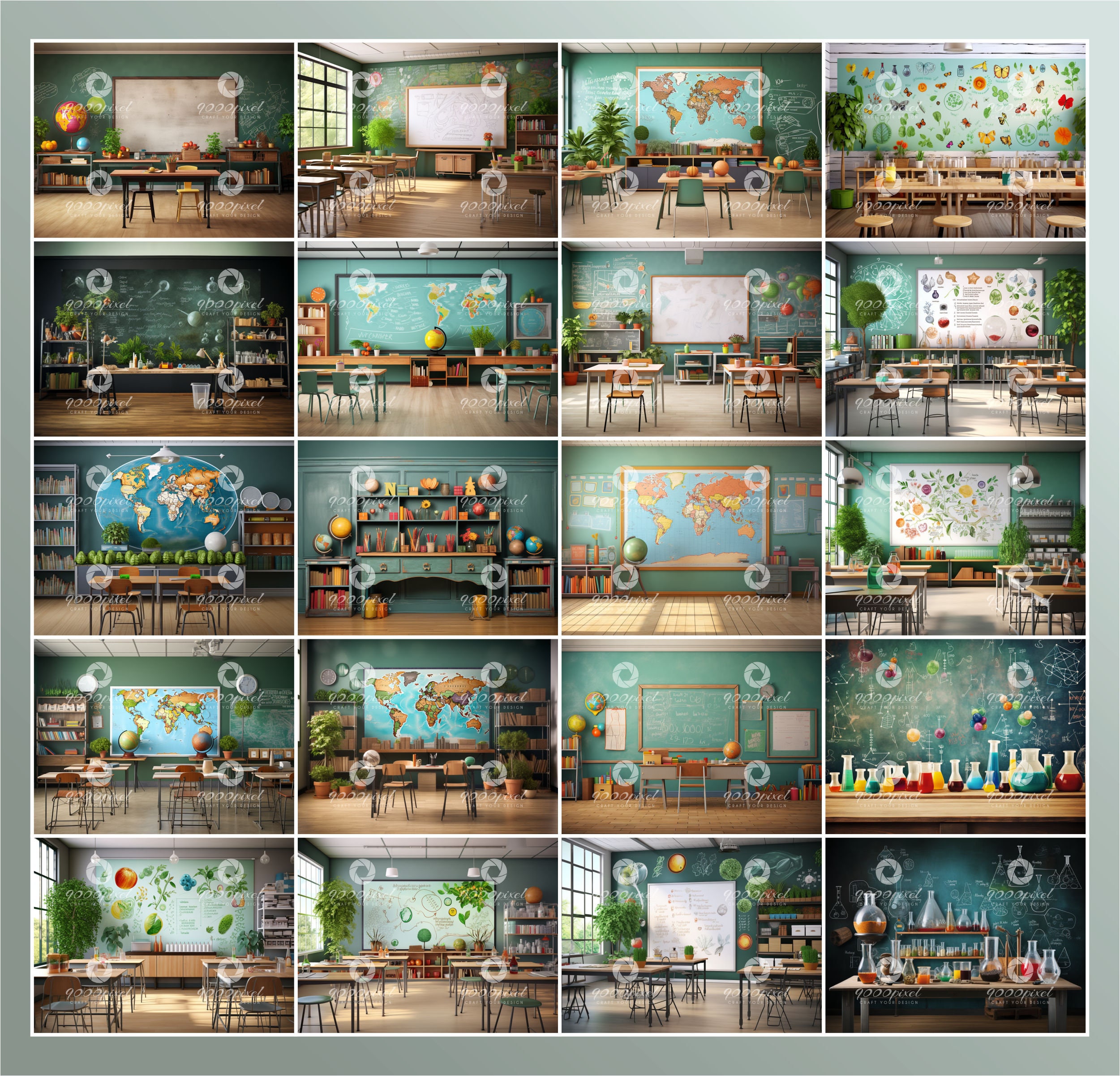 130 Photo Backdrop Set, Back to School, Digital Background Fine Art ...