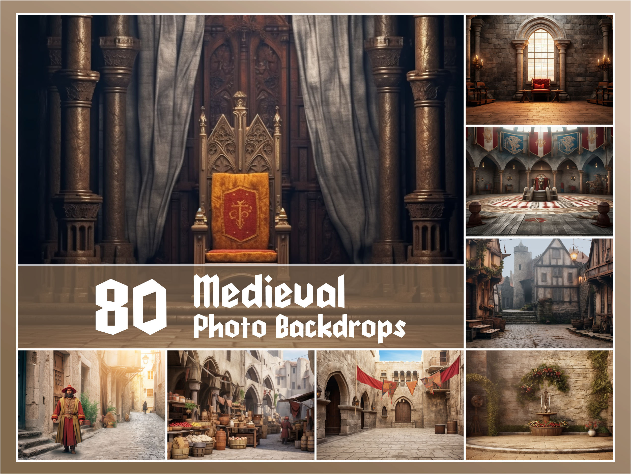 80 Digita Backdrops, Medieval Digital Art Photo Backdrops Set - Etsy