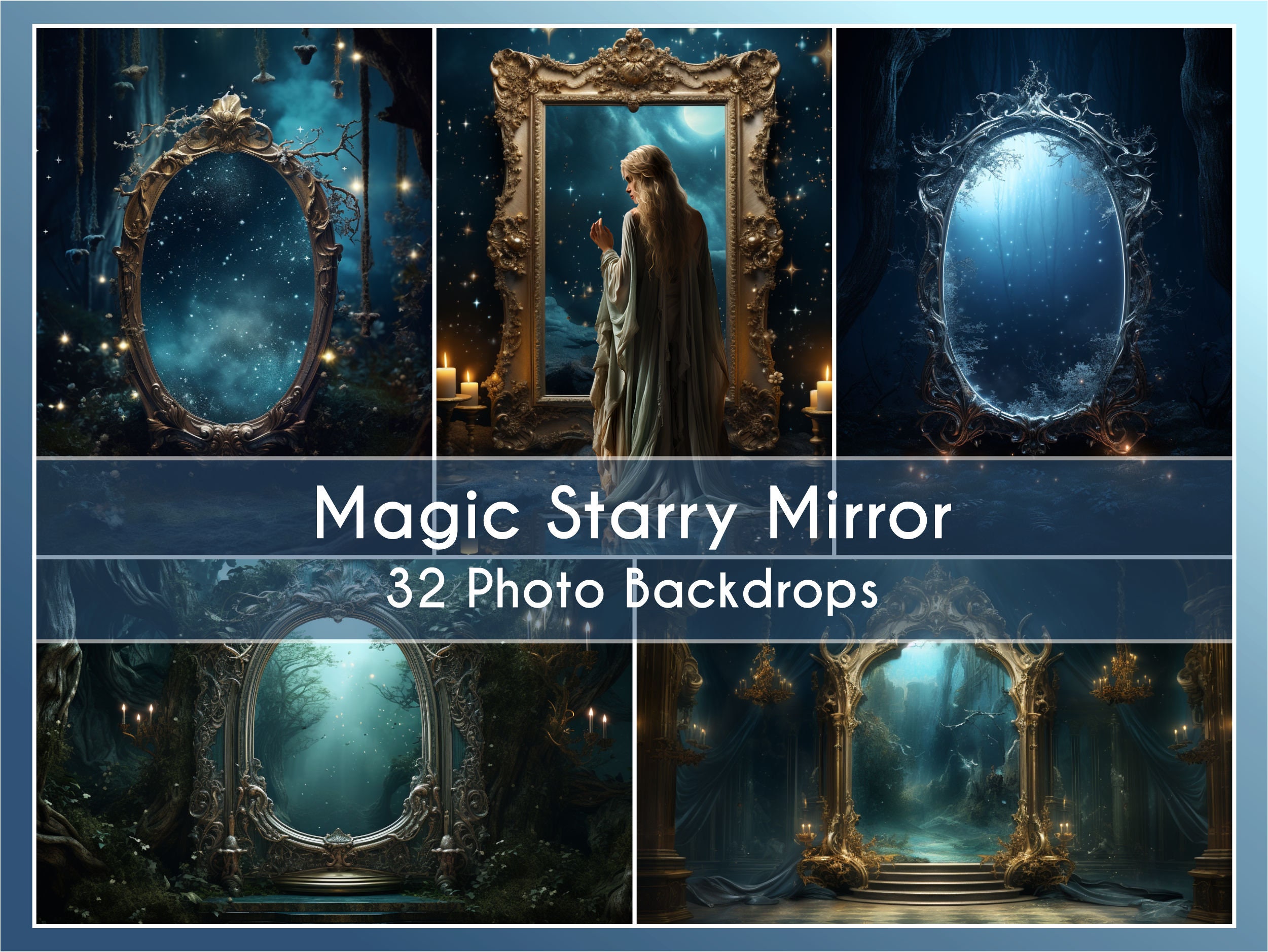 32 Photo Backdrop Set, Magic Starry Mirror, Digital Background Fine Art ...