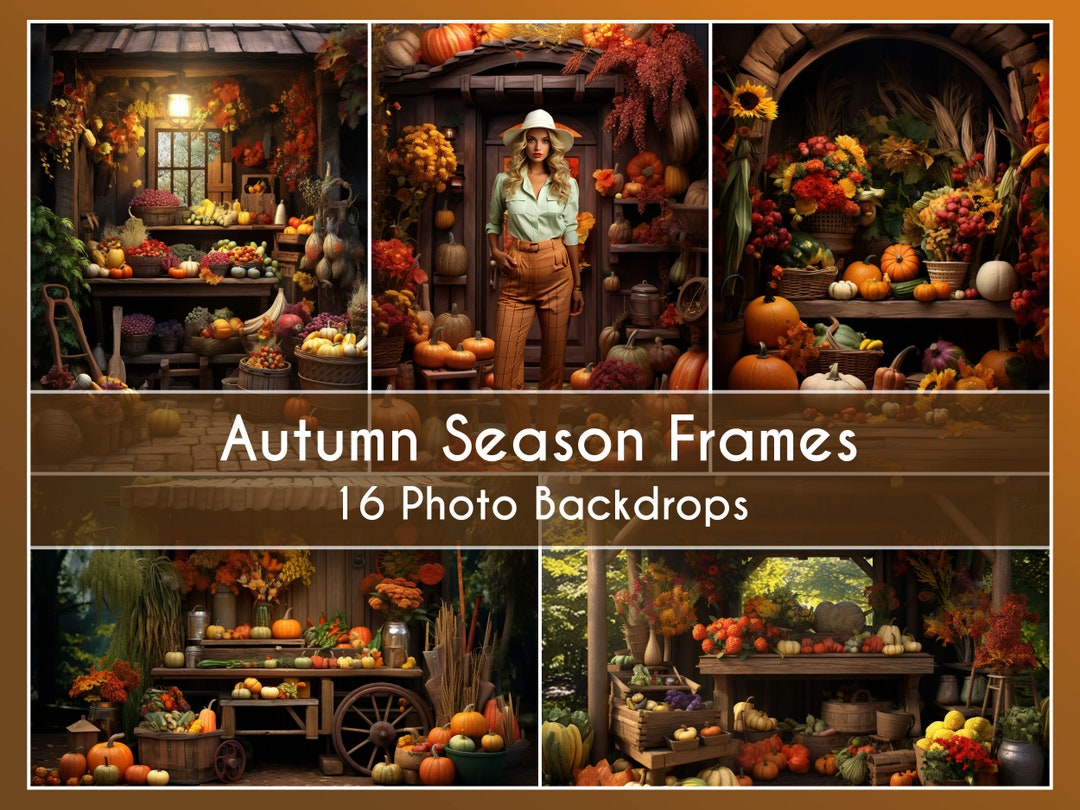 16 Photo Backdrop Set, Autumn Season Frame, Digital Background Fine Art ...