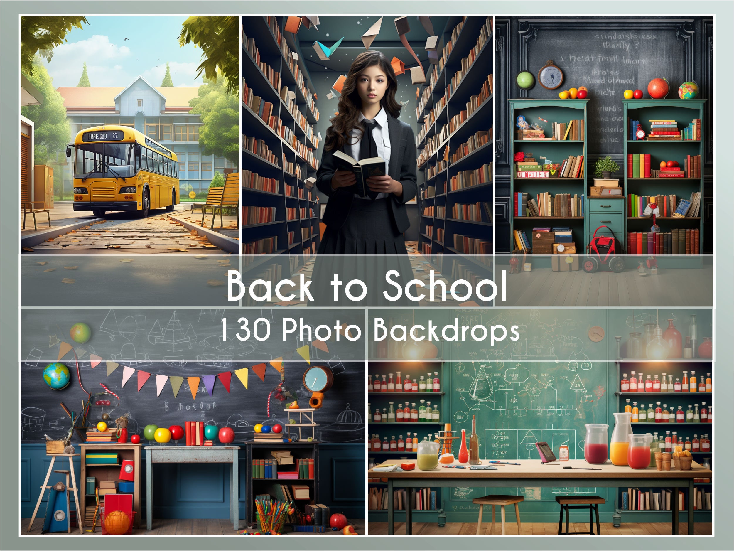 130 Photo Backdrop Set, Back to School, Digital Background Fine Art ...