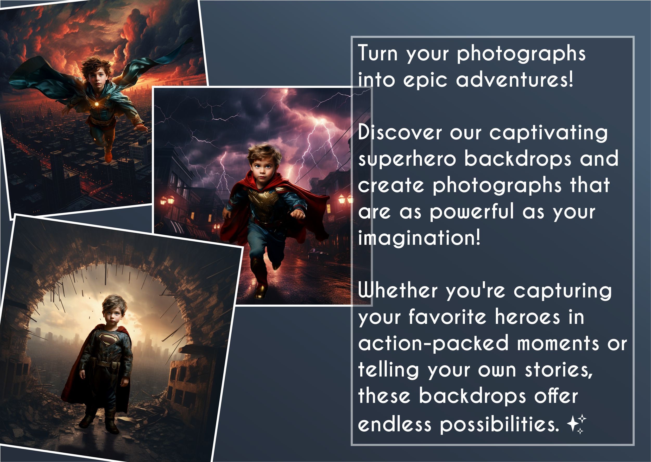 88 Photo Backdrops Set, Superheros Scenario, Digital Backgrounds Studio ...