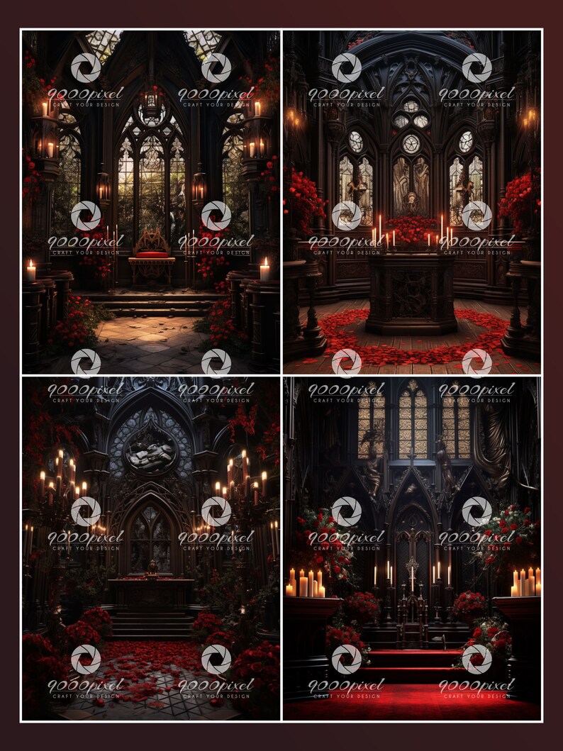 24 Photo Backdrop Set, Old Gothic Vampire Church Altar for Helloween - Etsy