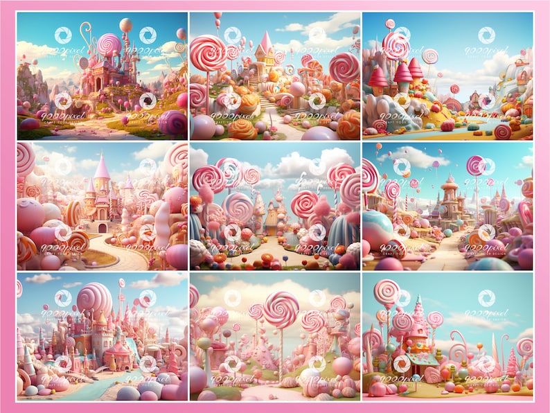 48 Photo Backdrops Set, Candyland, Digital Backgrounds Studio - Etsy