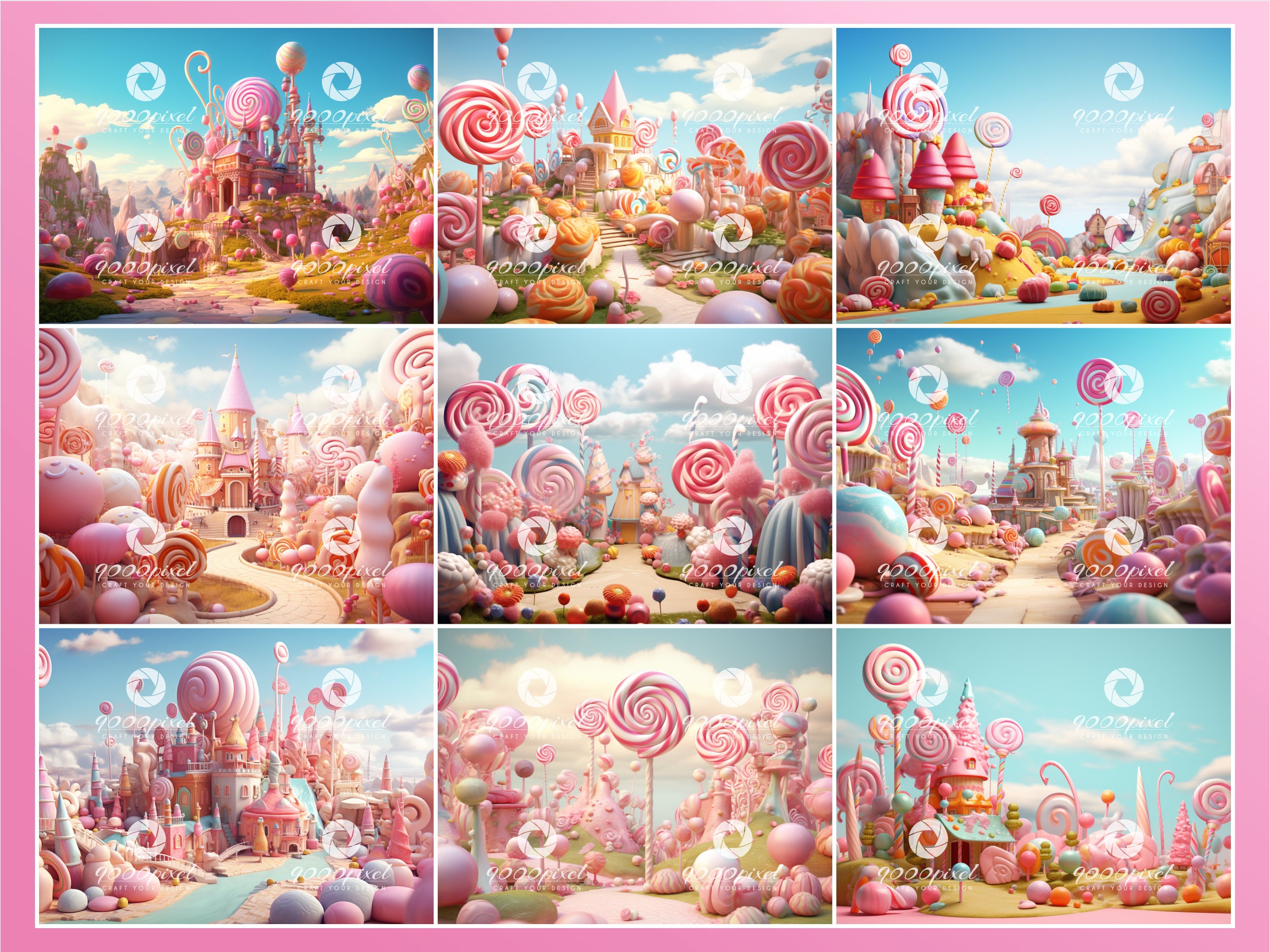 48 Photo Backdrops Set, Candyland, Digital Backgrounds Studio - Etsy