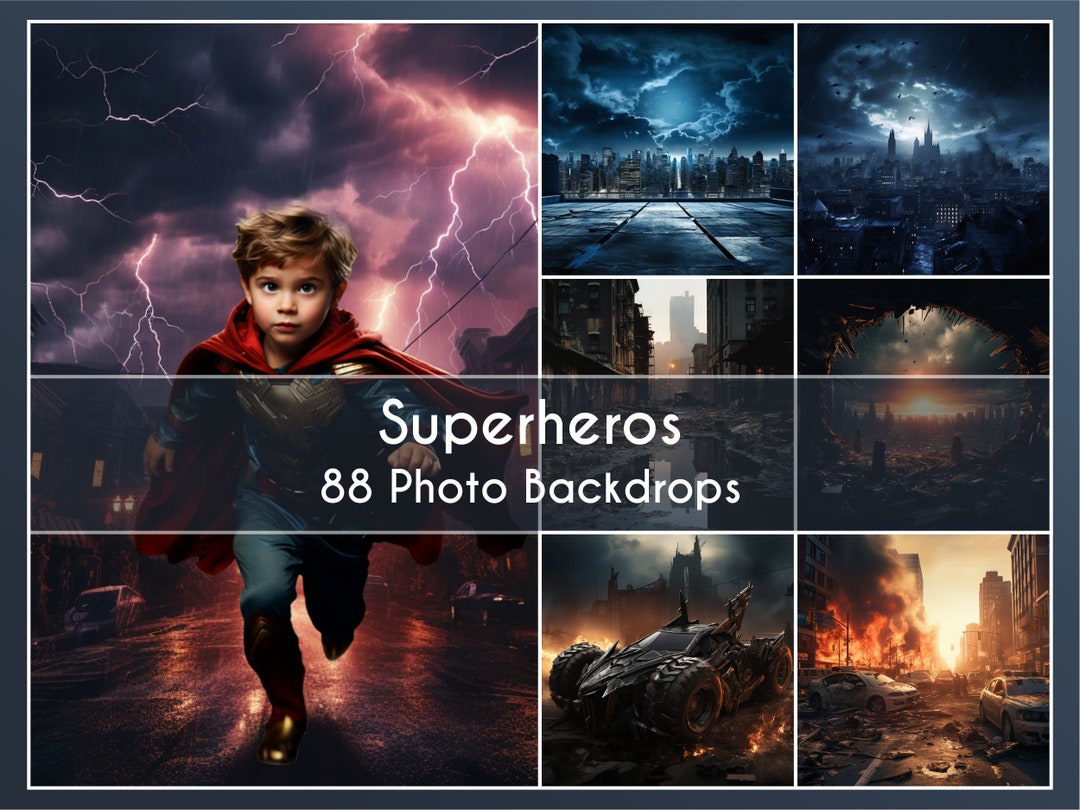 88 Photo Backdrops Set, Superheros Scenario, Digital Backgrounds Studio ...