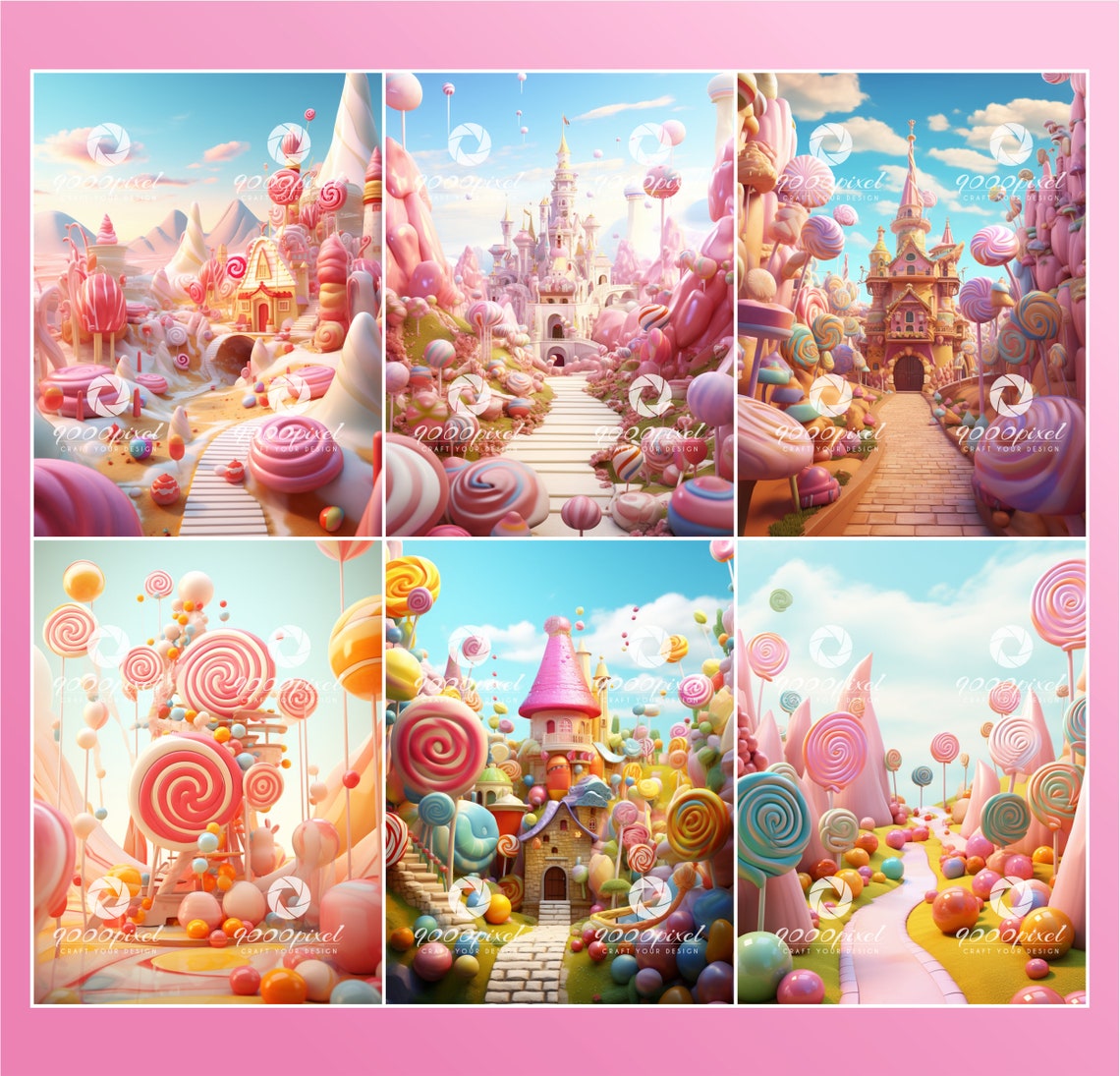48 Photo Backdrops Set, Candyland, Digital Backgrounds Studio - Etsy