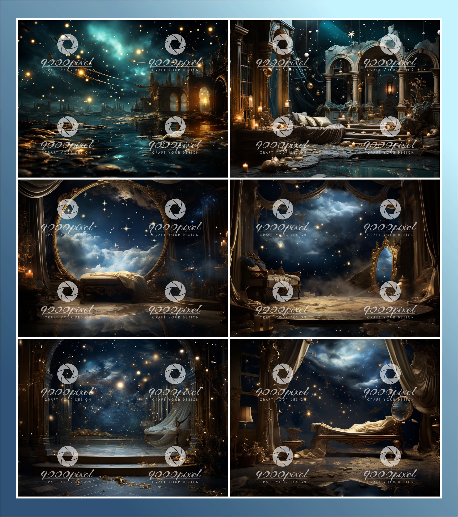 32 Photo Backdrop Set, Magic Starry Ceiling, Digital Background Fine ...