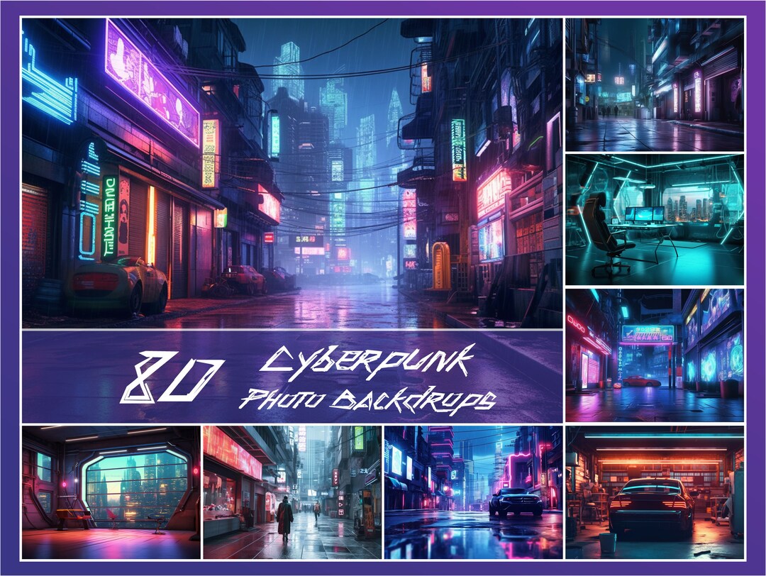 80 Photo Backdrops Set in Cyberpunk Style for a Trip Into the Future - Etsy