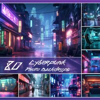 95 Cyberpunk City in Fall Autumn Colors Themed Backdrops, Digital ...