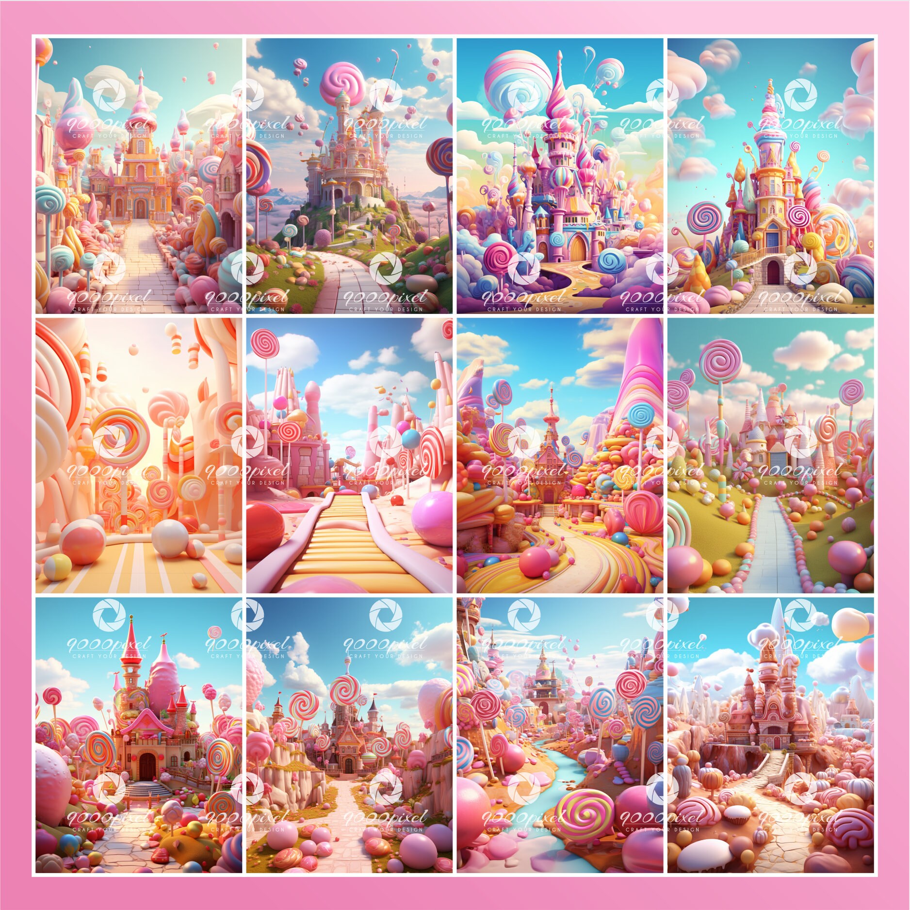 48 Photo Backdrops Set, Candyland, Digital Backgrounds Studio - Etsy