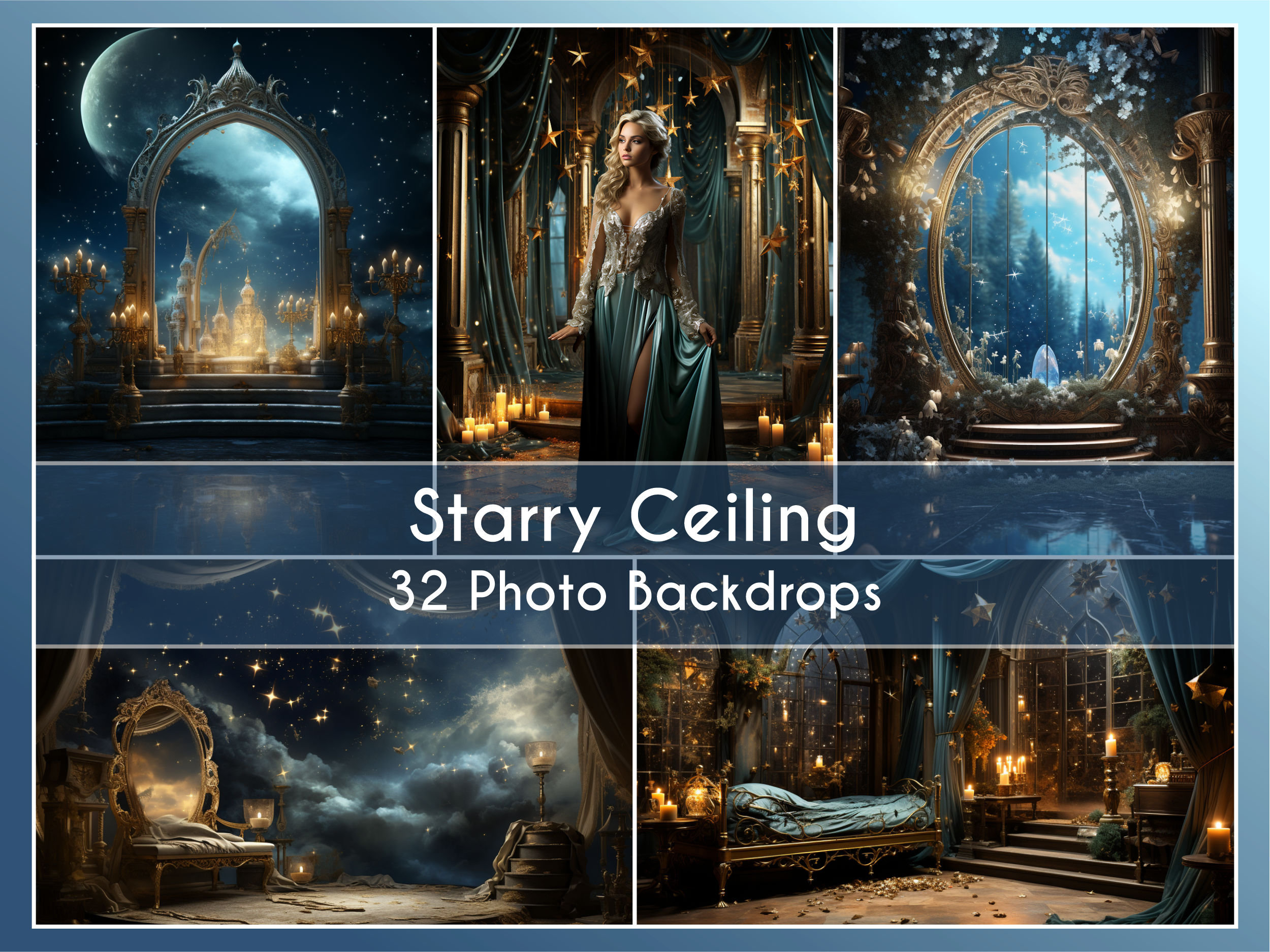32 Photo Backdrop Set, Magic Starry Ceiling, Digital Background Fine ...