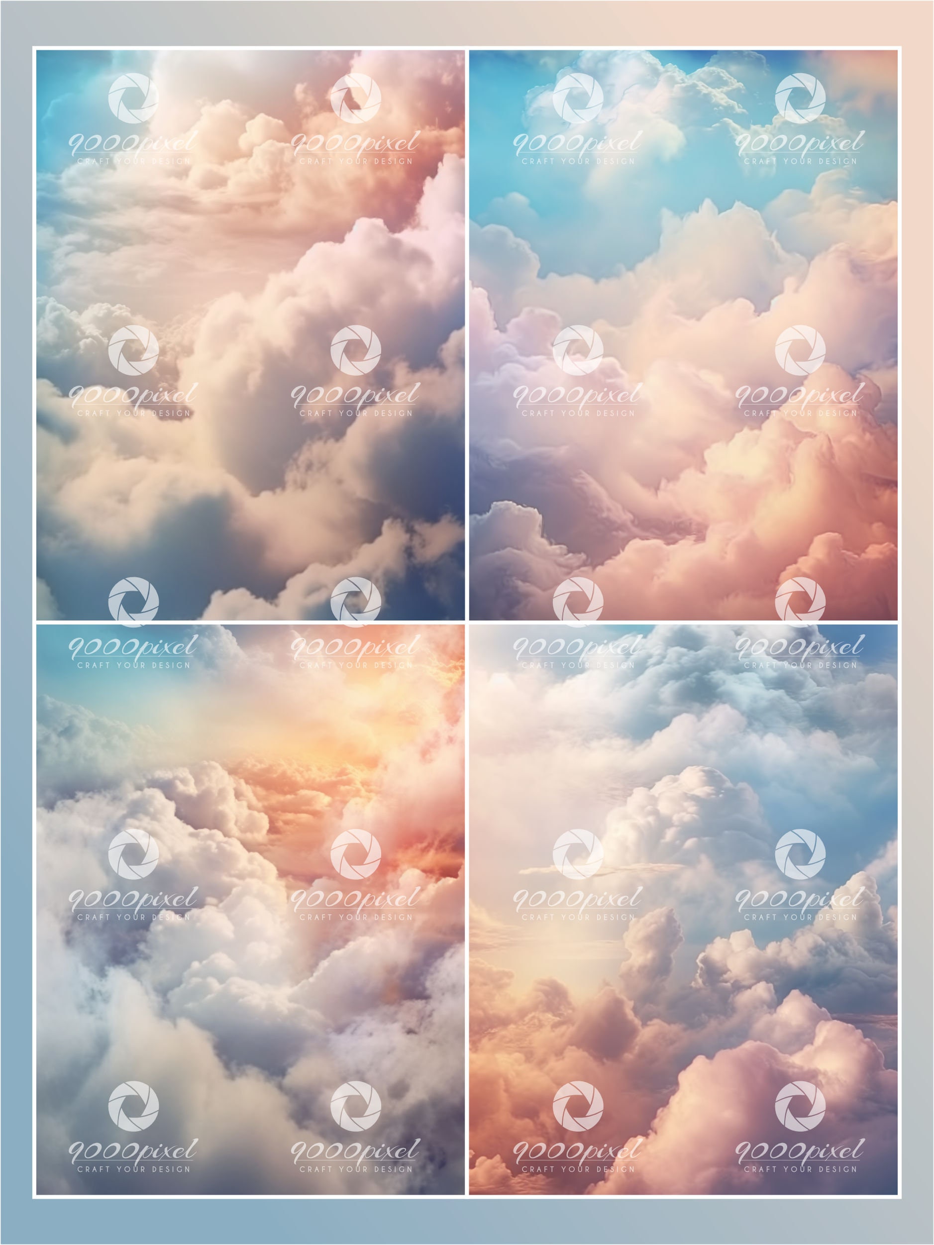 20 Photo Backdrop Set, Realistic Clouds Digital Background Fine Art ...