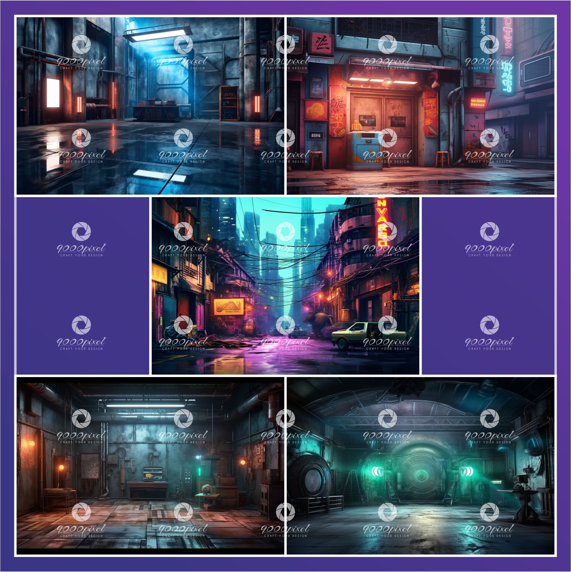 80 Photo Backdrops Set in Cyberpunk Style for a Trip Into the Future - Etsy