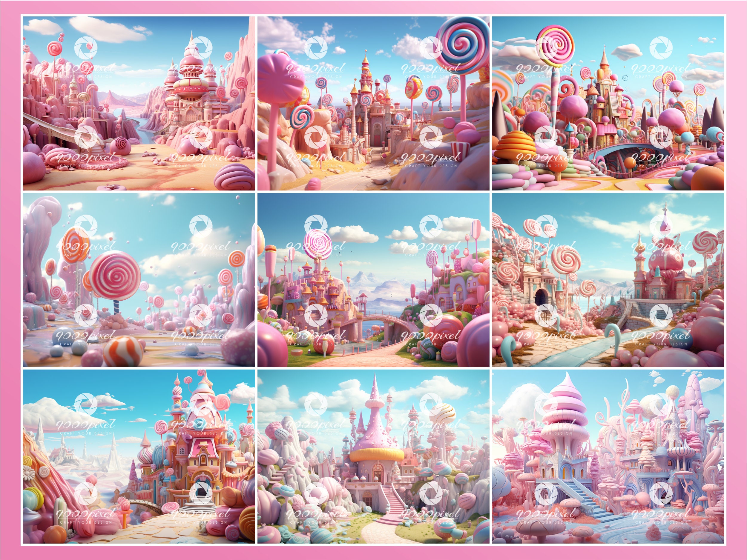 48 Photo Backdrops Set, Candyland, Digital Backgrounds Studio - Etsy