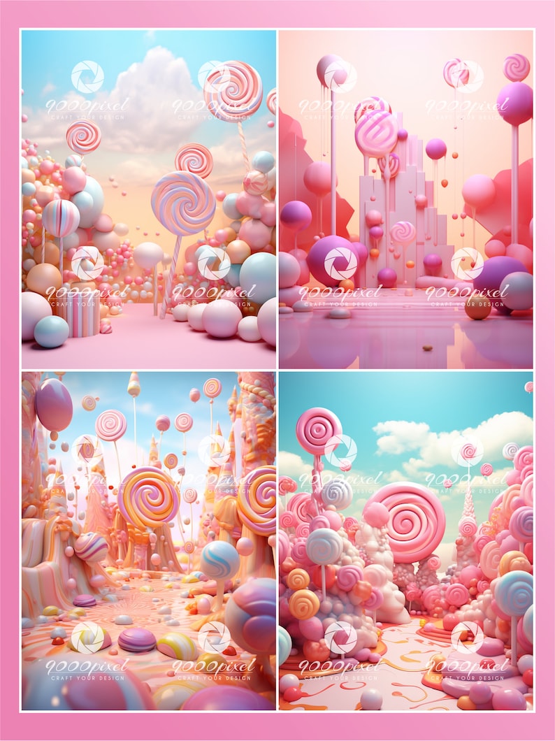 48 Photo Backdrops Set, Candyland, Digital Backgrounds Studio - Etsy