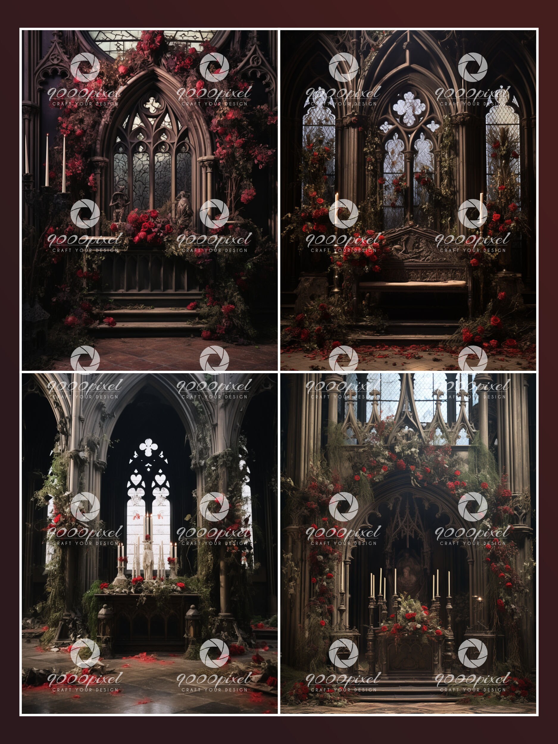 24 Photo Backdrop Set, Old Gothic Vampire Church Altar for Helloween - Etsy