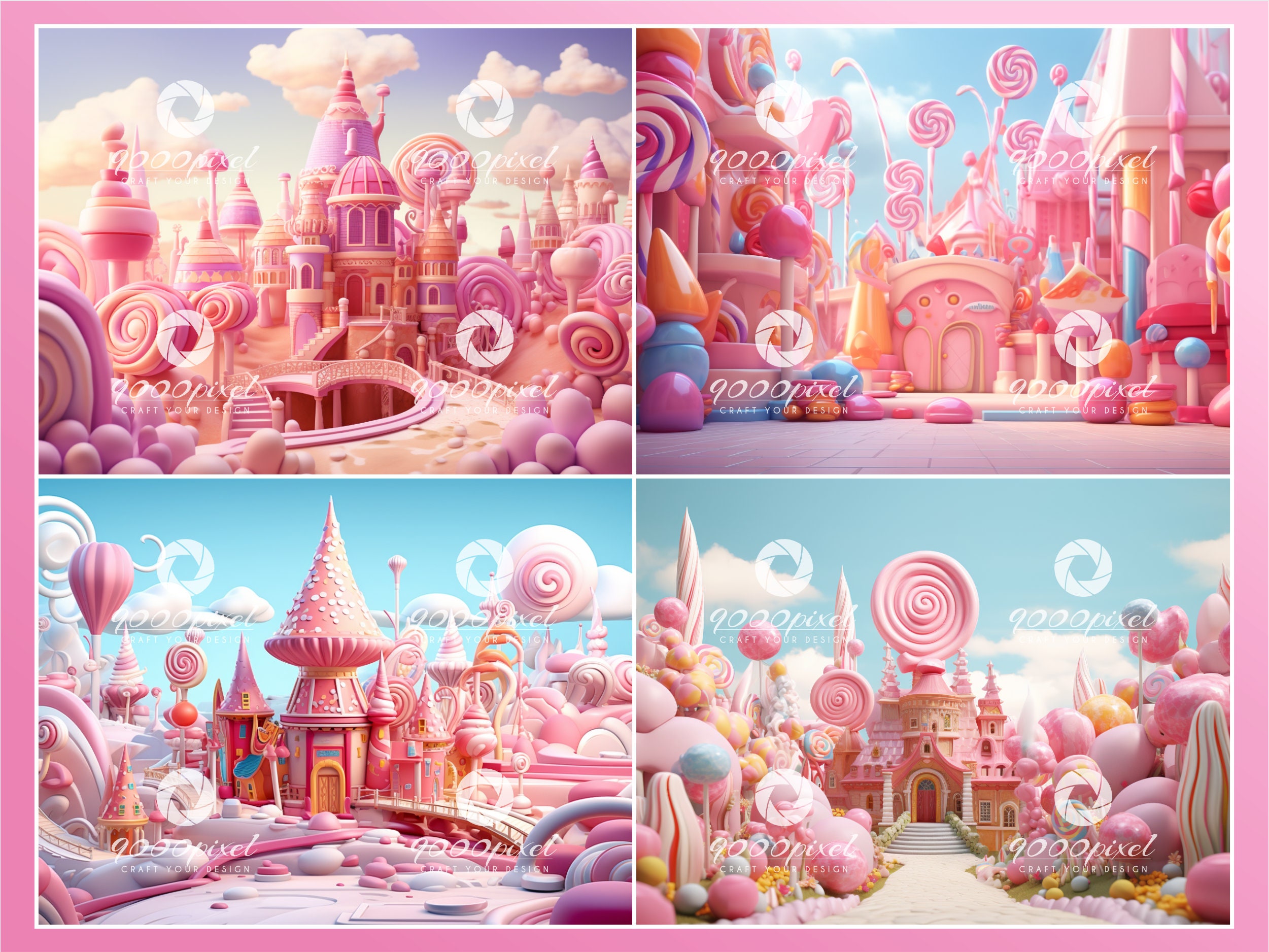 48 Photo Backdrops Set, Candyland, Digital Backgrounds Studio - Etsy