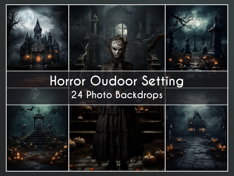 24 Photo Backdrop Set, Horror Halloween Backgrounds Oudoor - Etsy Canada