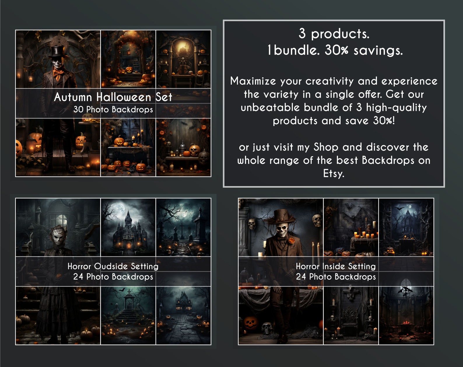 78 Photo Backdrop Set, Horror Halloween Backgrounds Mega Bundle - Etsy