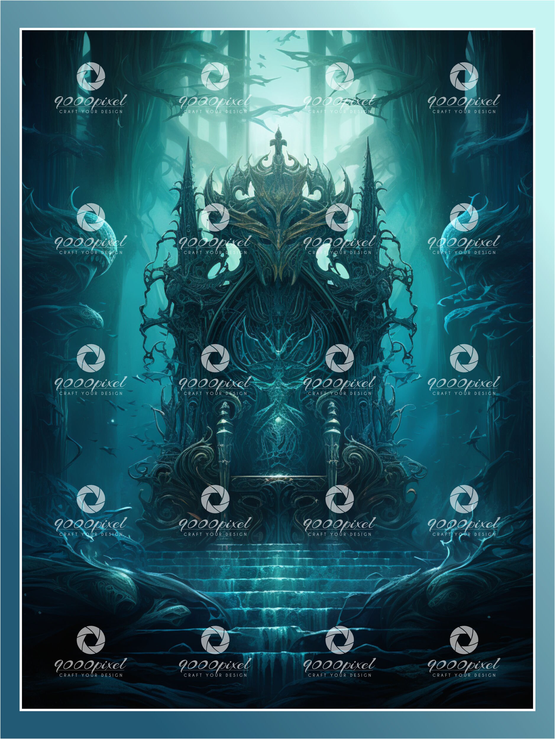 12 Underwater Photo Backdrops Set, Underwater Throne in a Fantastic ...