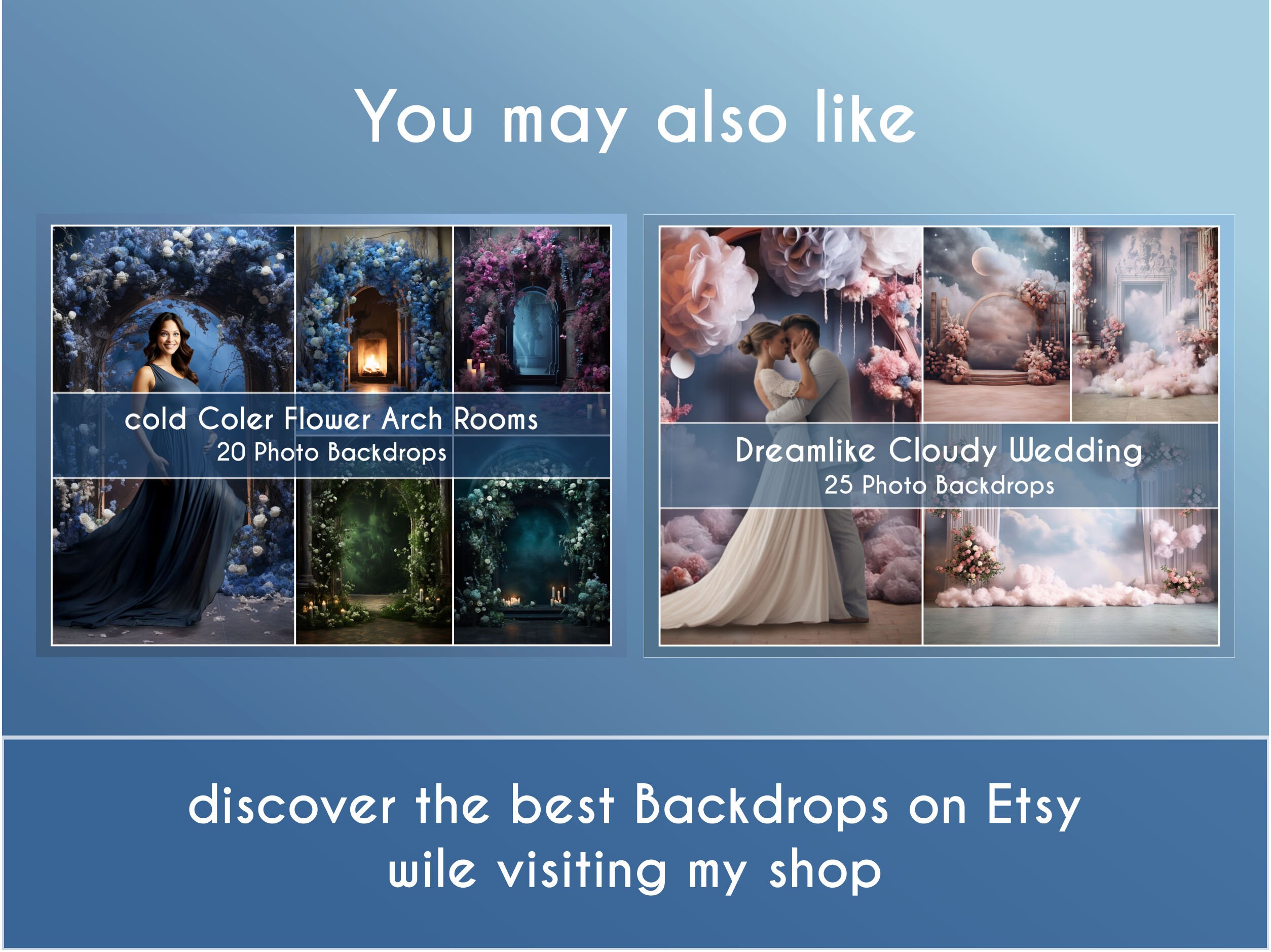 140 20 Photo Backdrops Set, Classy Rooms With Blue Curtain for ...