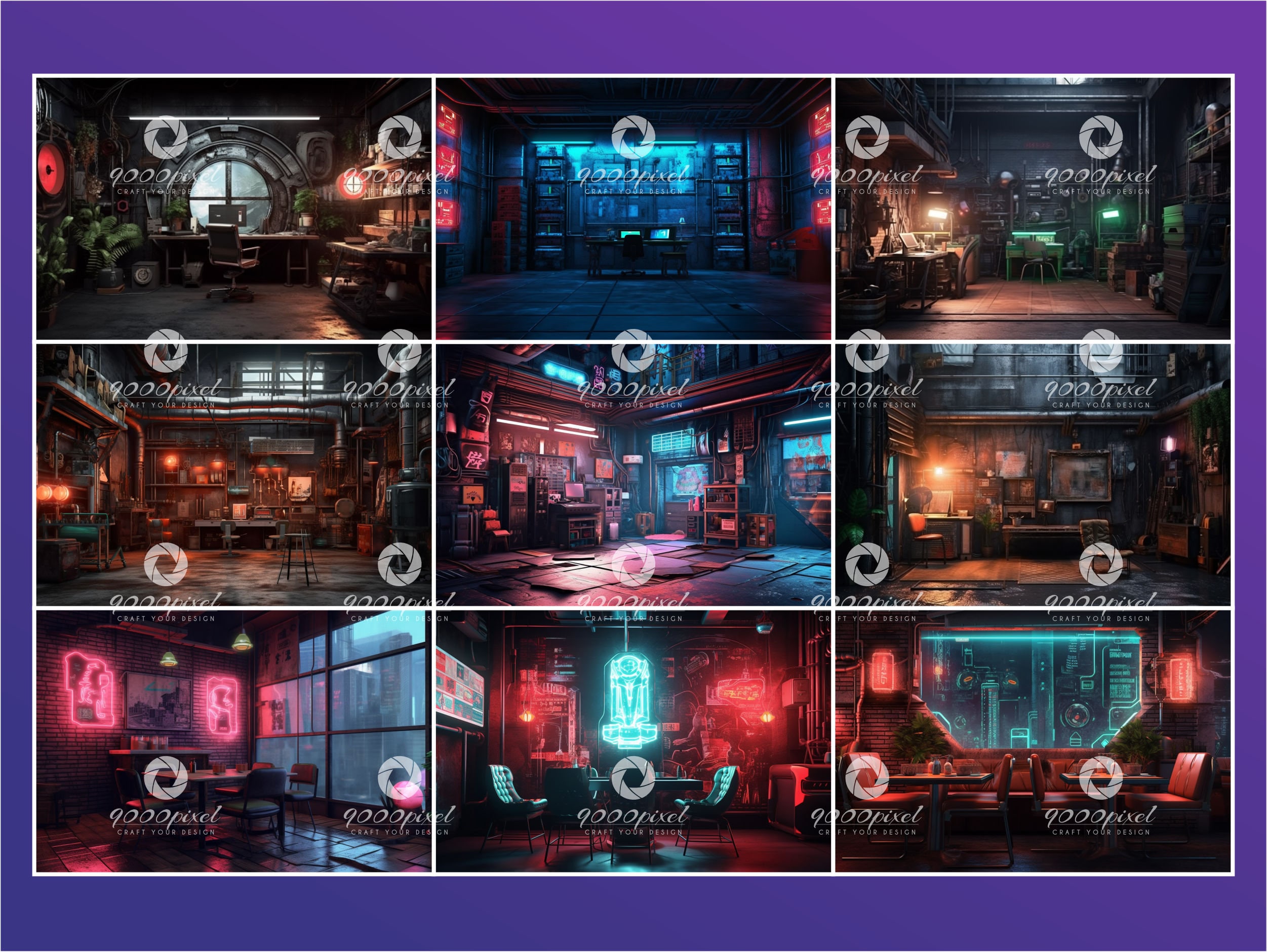 80 Photo Backdrops Set in Cyberpunk Style for a Trip Into the Future - Etsy