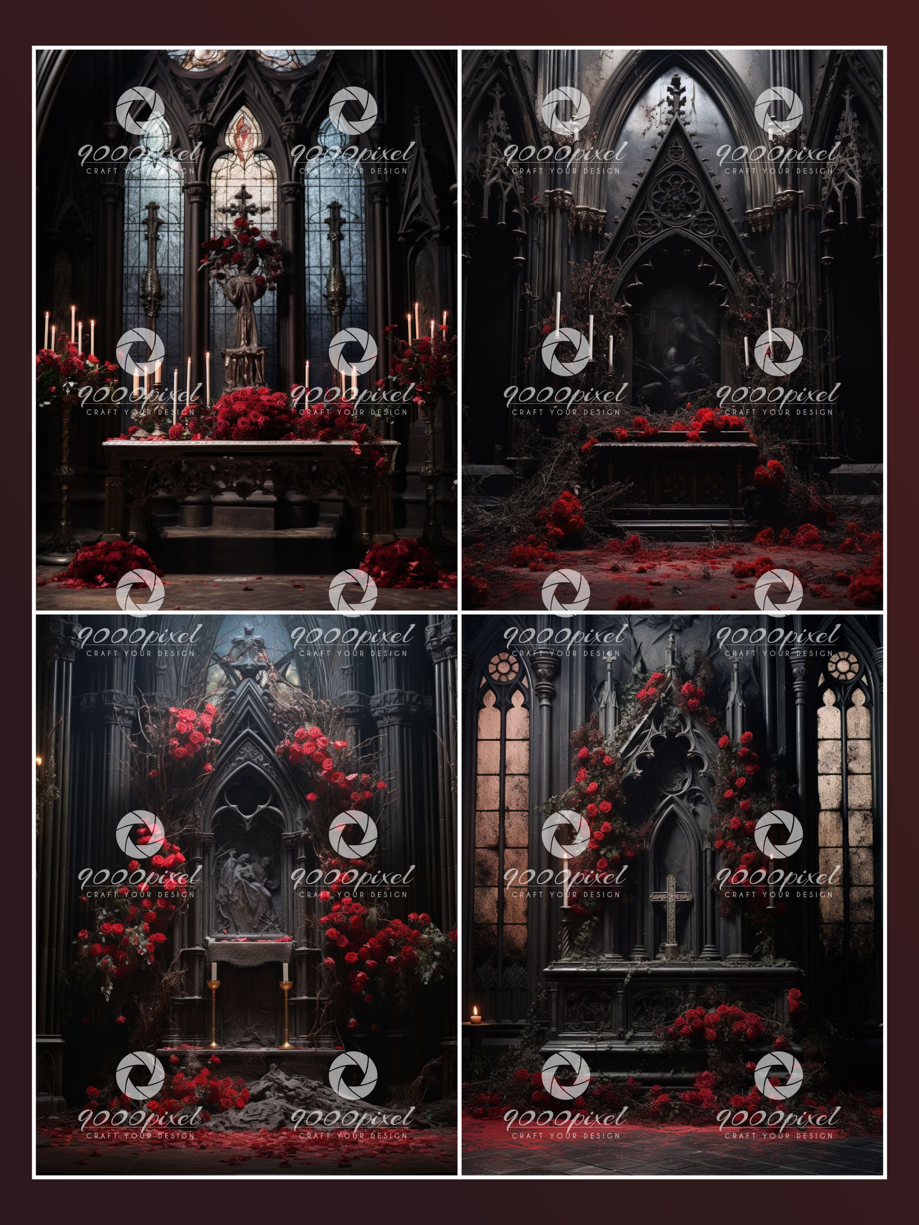 24 Photo Backdrop Set, Old Gothic Vampire Church Altar for Helloween - Etsy
