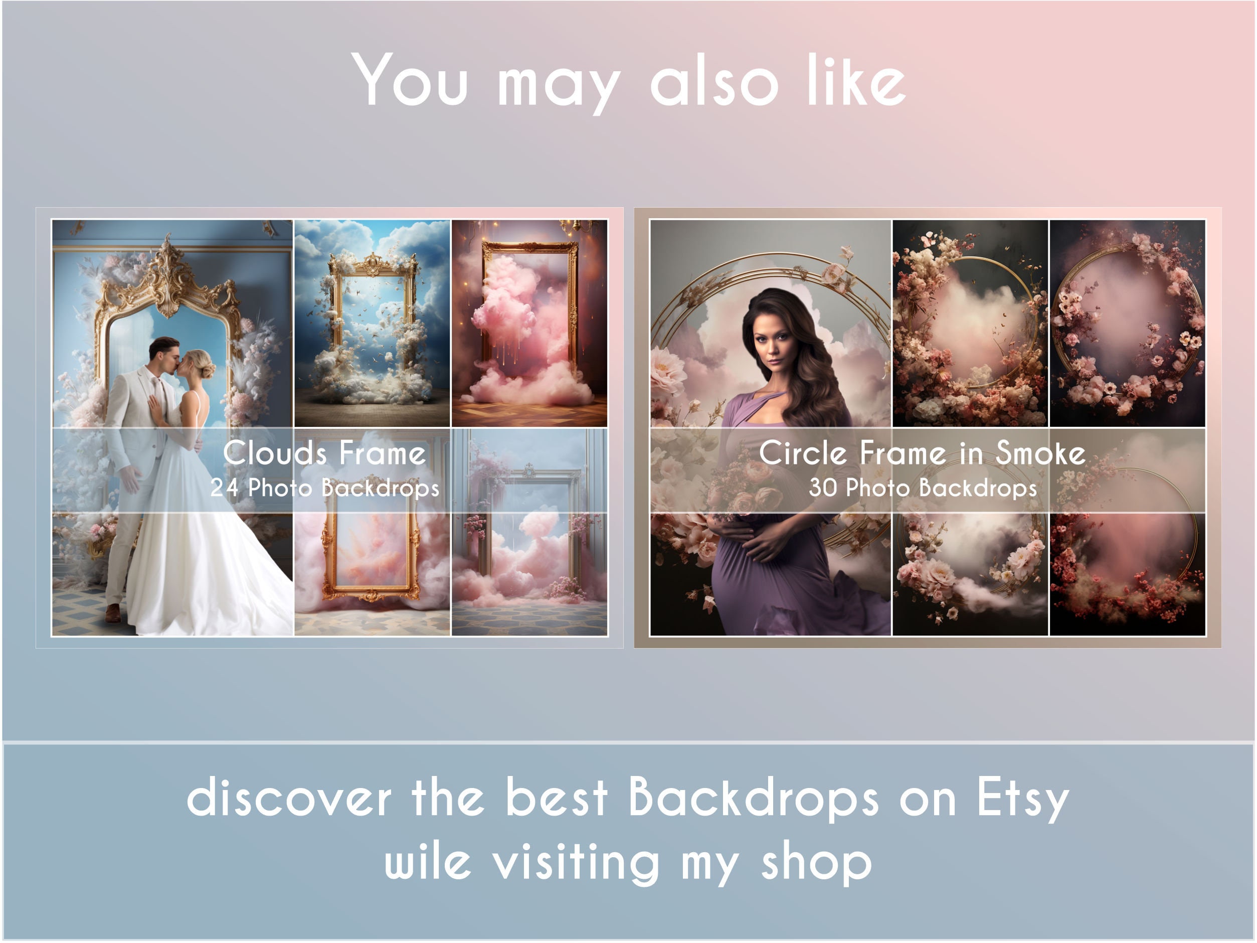 20 Photo Backdrop Set, Frame of Clouds Digital Background Fine Art ...