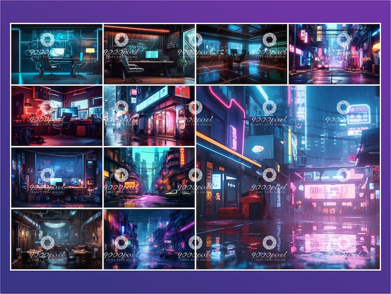 80 Photo Backdrops Set in Cyberpunk Style for a Trip Into the Future - Etsy