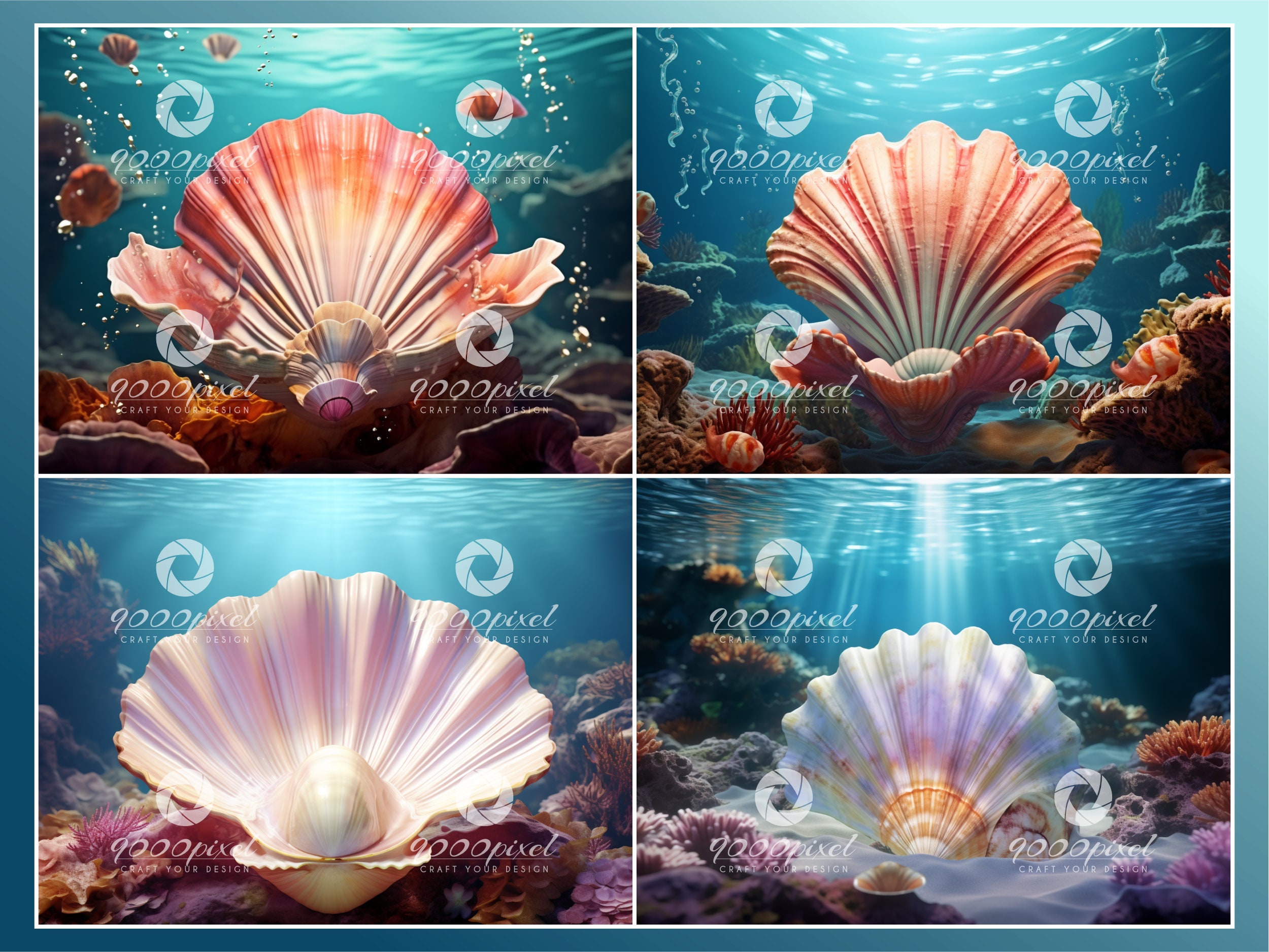 23 Photo Backdrop Set, Seashell of a Mermaid, Digital Fantsy ...