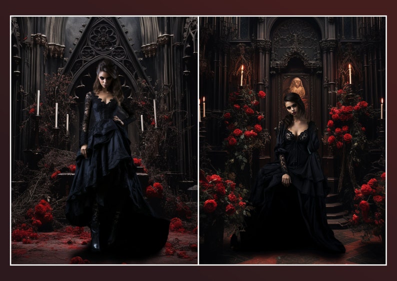 24 Photo Backdrop Set, Old Gothic Vampire Church Altar for Helloween - Etsy
