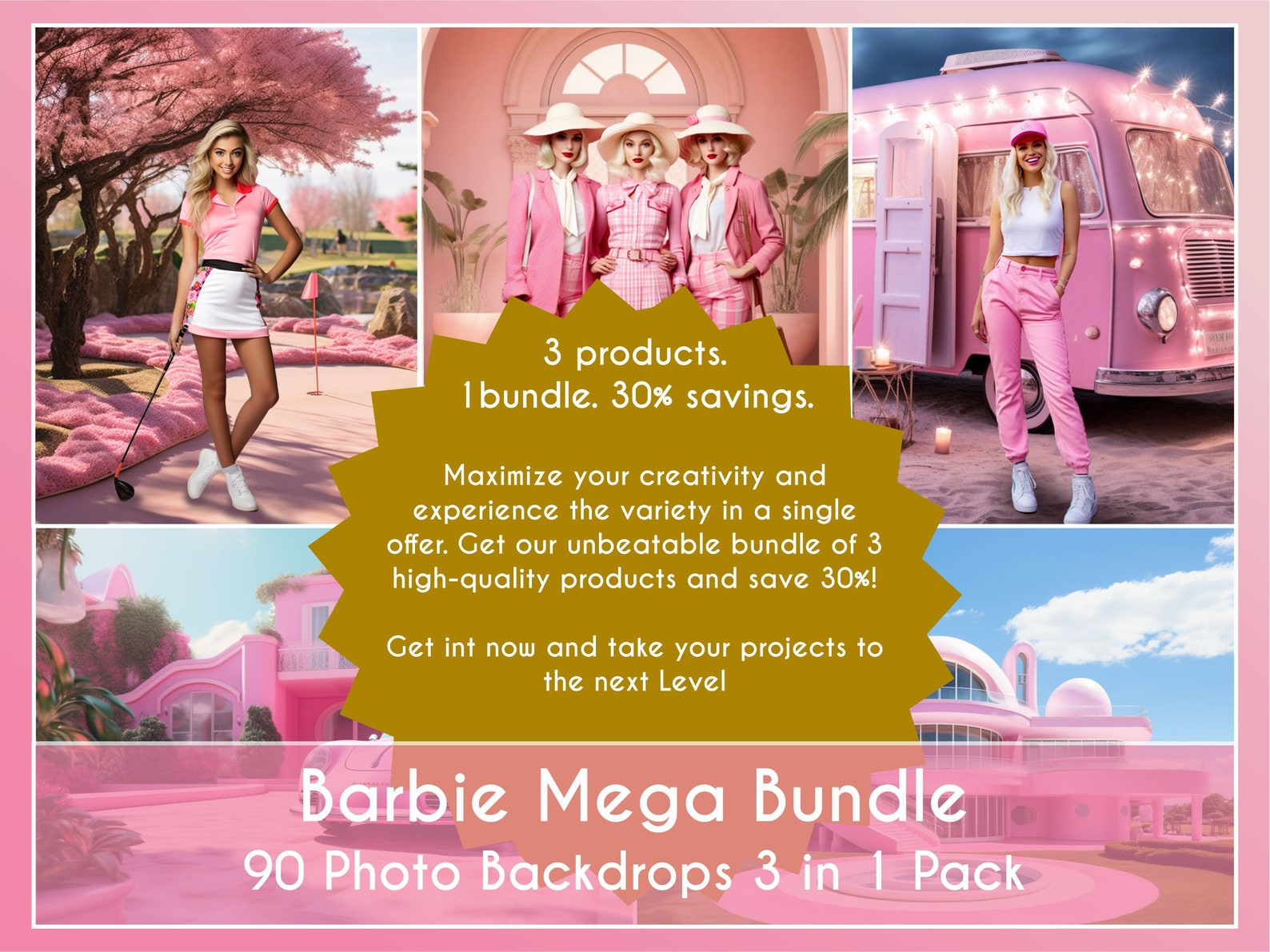 30 Photo Backdrop Set, Barbies Mansion Dreamhouse Backgrounds - Etsy