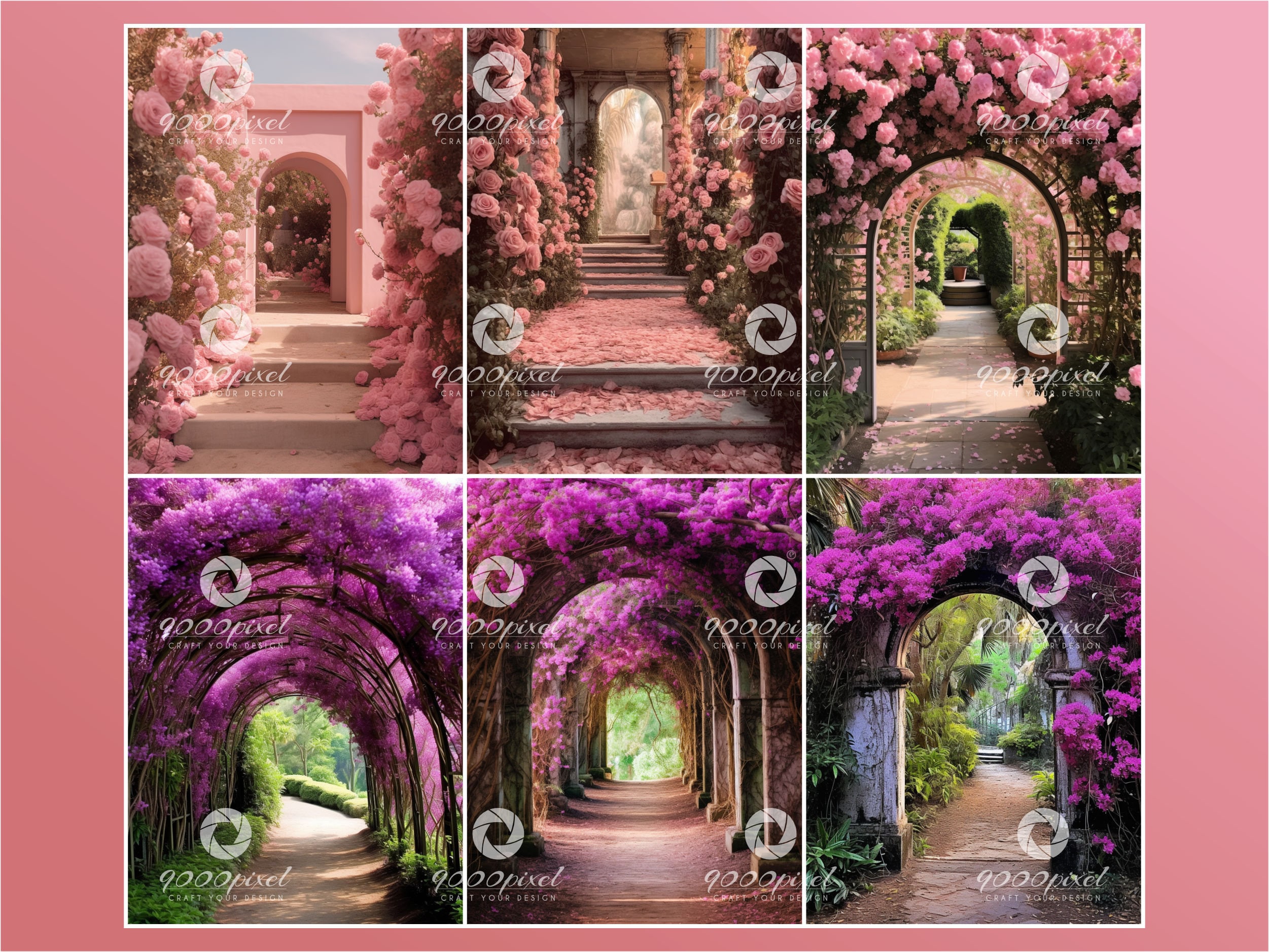 25 Photo Backdrops, Roses Pathway for Modeling, Wedding or Maternity ...