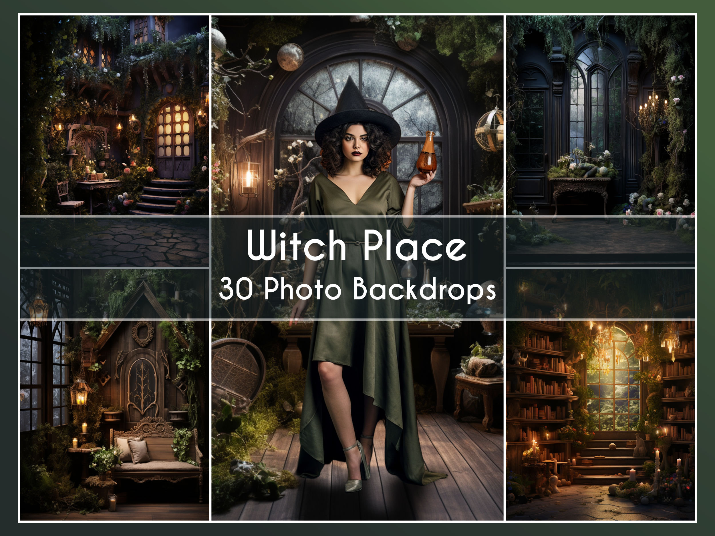 30 Photo Backdrop Set, Witch Place Backkgrounds, Helloween Pictures - Etsy