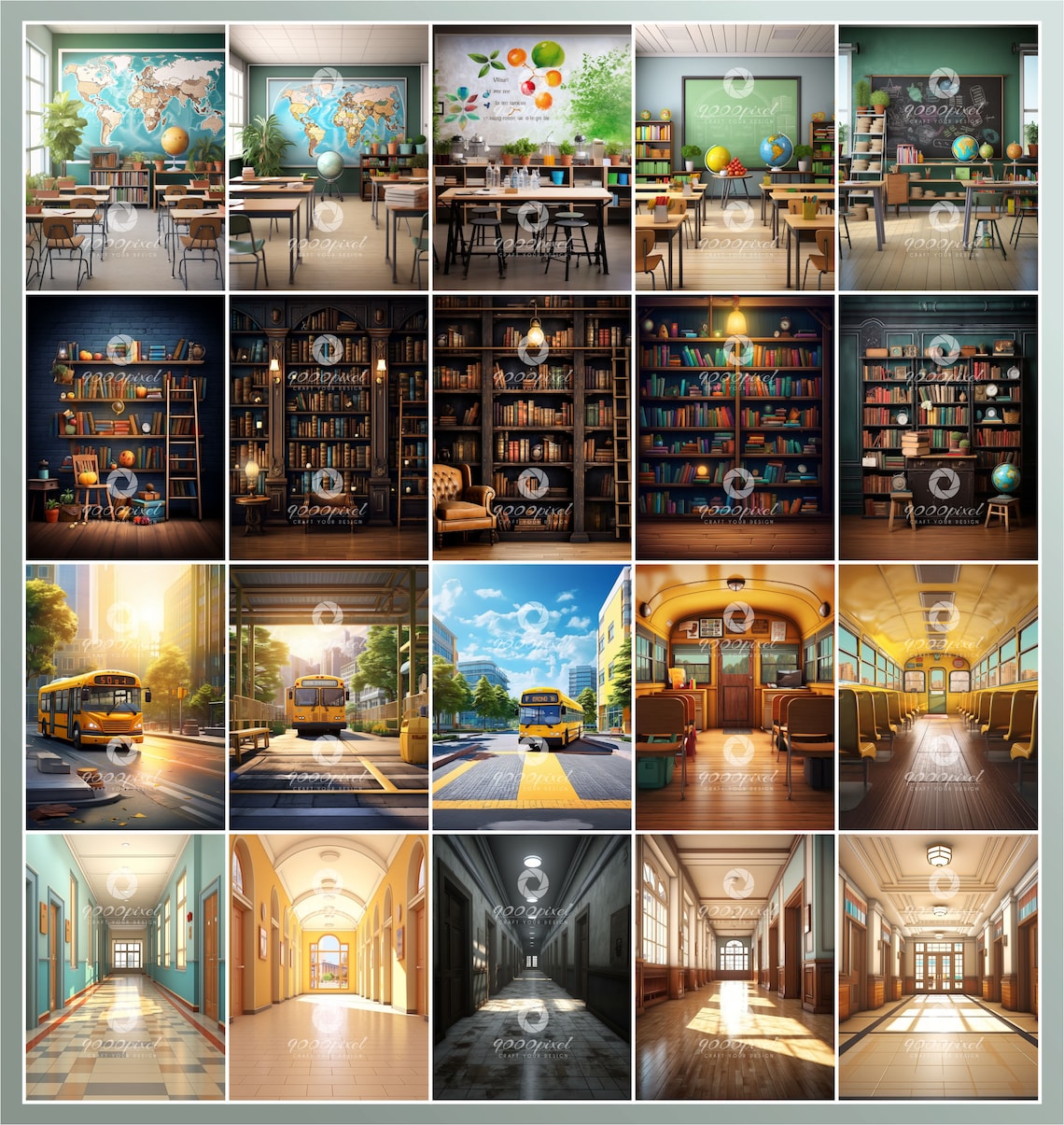 130 Photo Backdrop Set, Back to School, Digital Background Fine Art ...