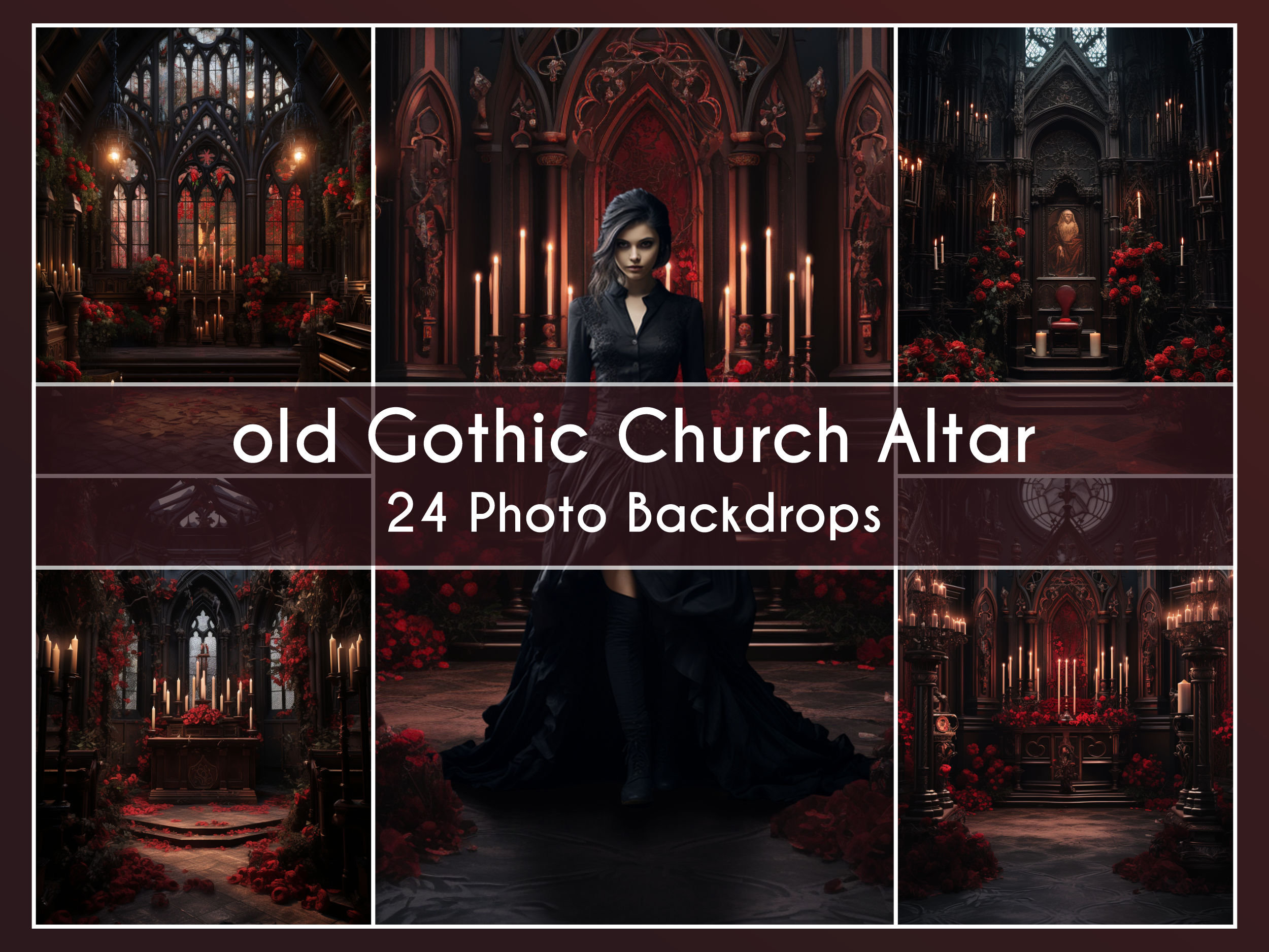 24 Photo Backdrop Set, Old Gothic Vampire Church Altar for Helloween - Etsy