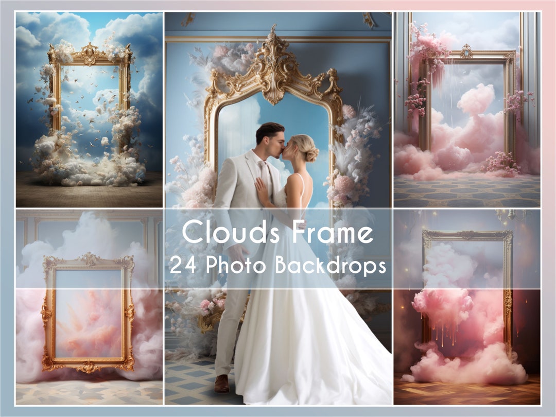 24 Photo Backdrop Set, Frame of Clouds Digital Background Fine Art ...