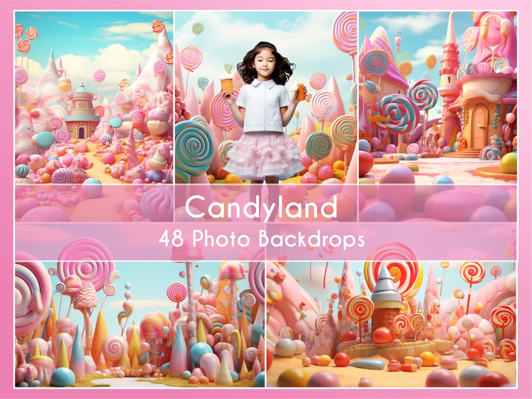 48 Photo Backdrops Set, Candyland, Digital Backgrounds Studio - Etsy