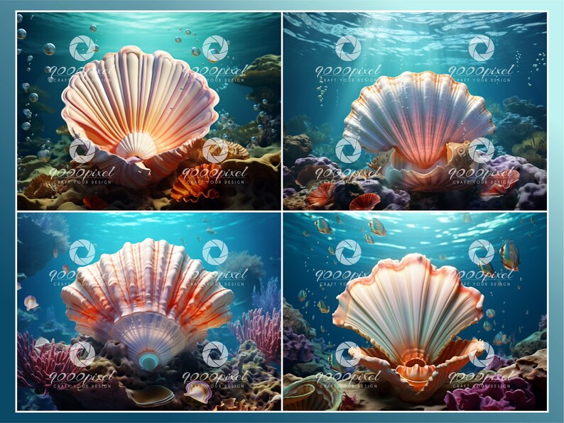 23 Photo Backdrop Set, Seashell of a Mermaid, Digital Fantsy ...