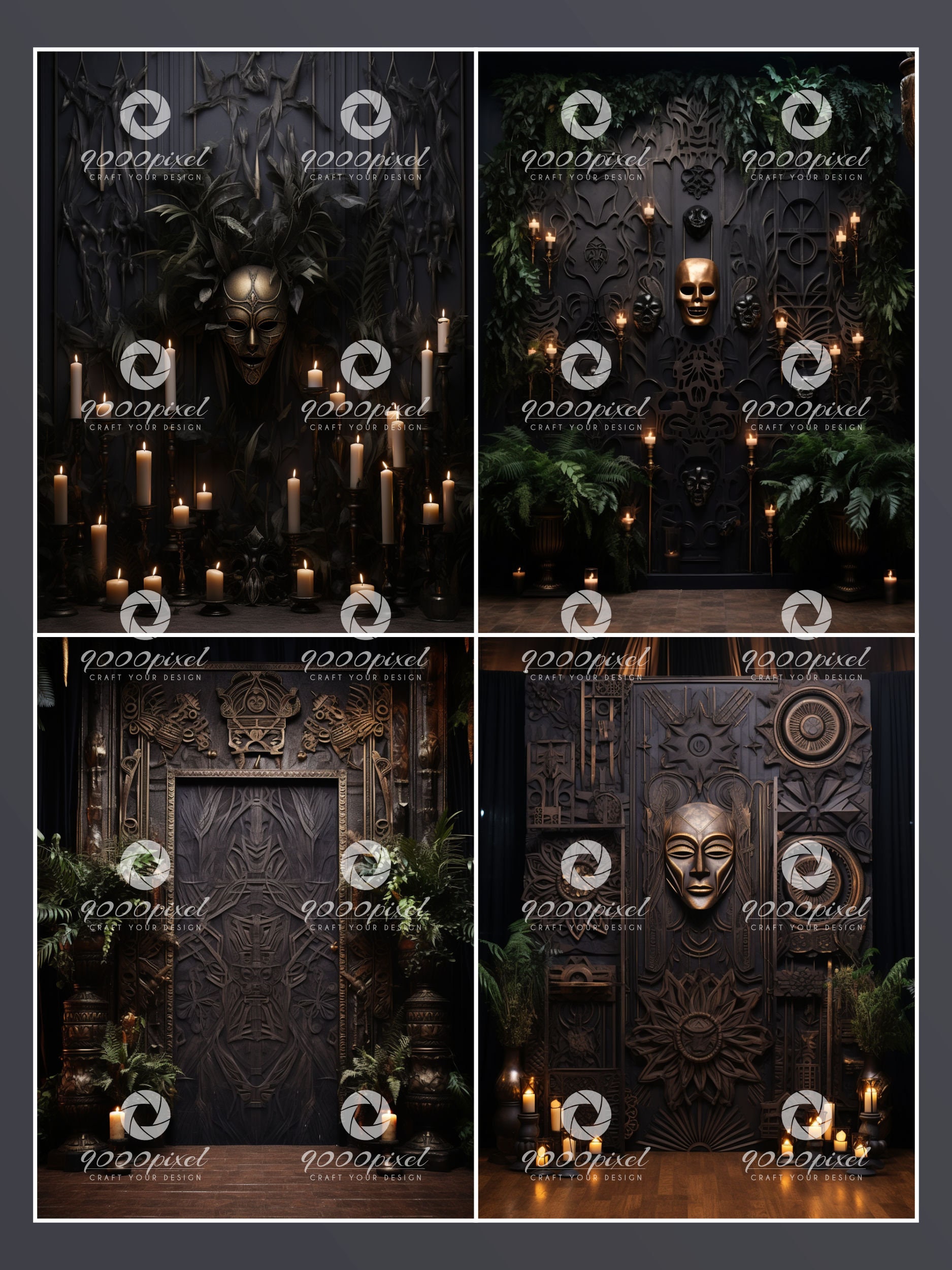 22 Photo Backdrops, Gothic Masks Digital Art Photo Background Set - Etsy