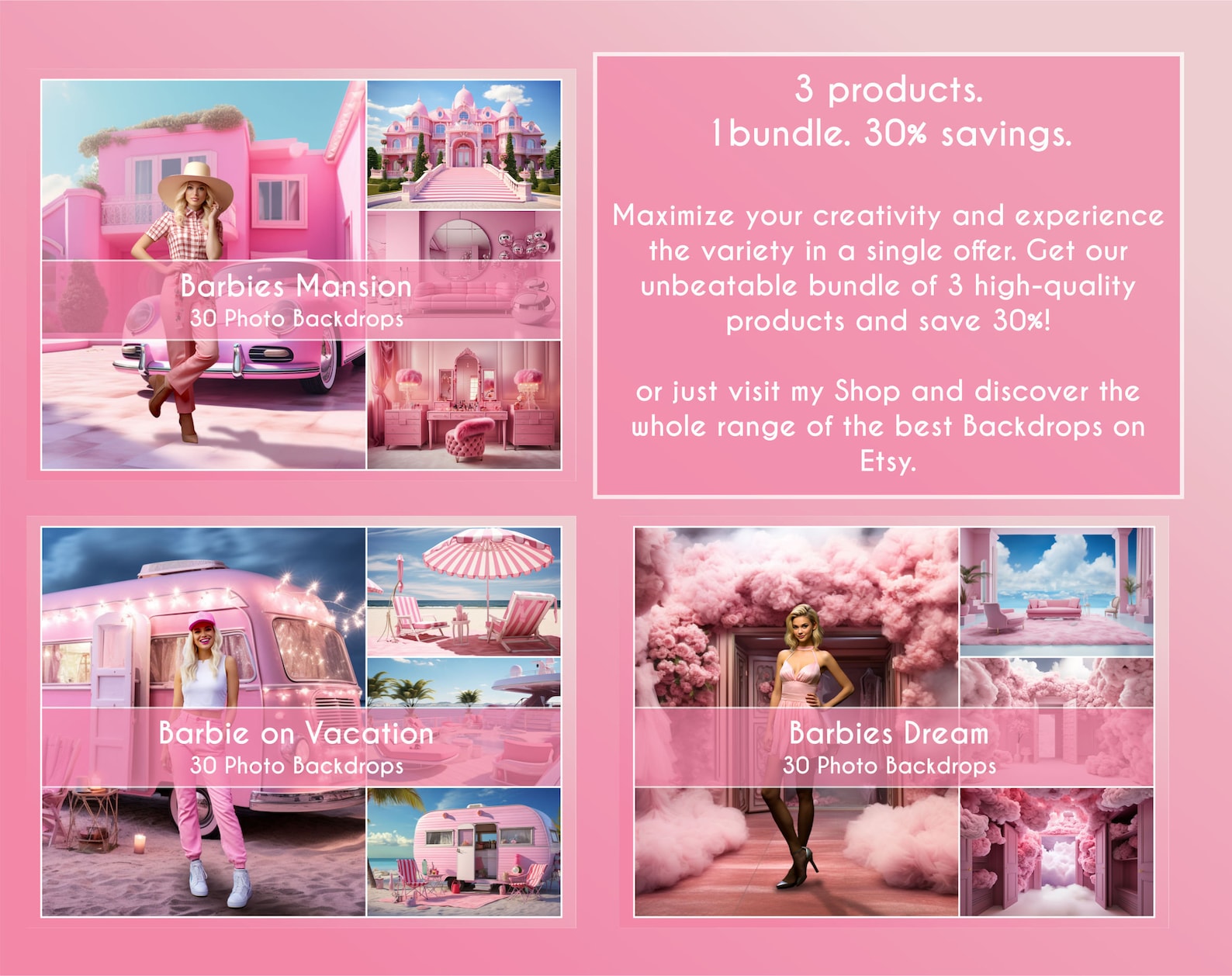 30 Photo Backdrop Set, Barbies Mansion Dreamhouse Backgrounds - Etsy