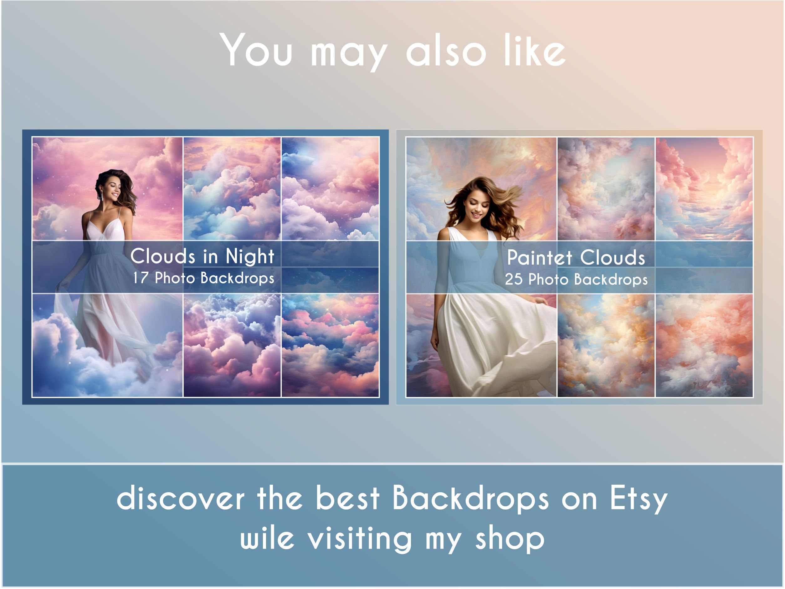 20 Photo Backdrop Set, Realistic Clouds Digital Background Fine Art ...