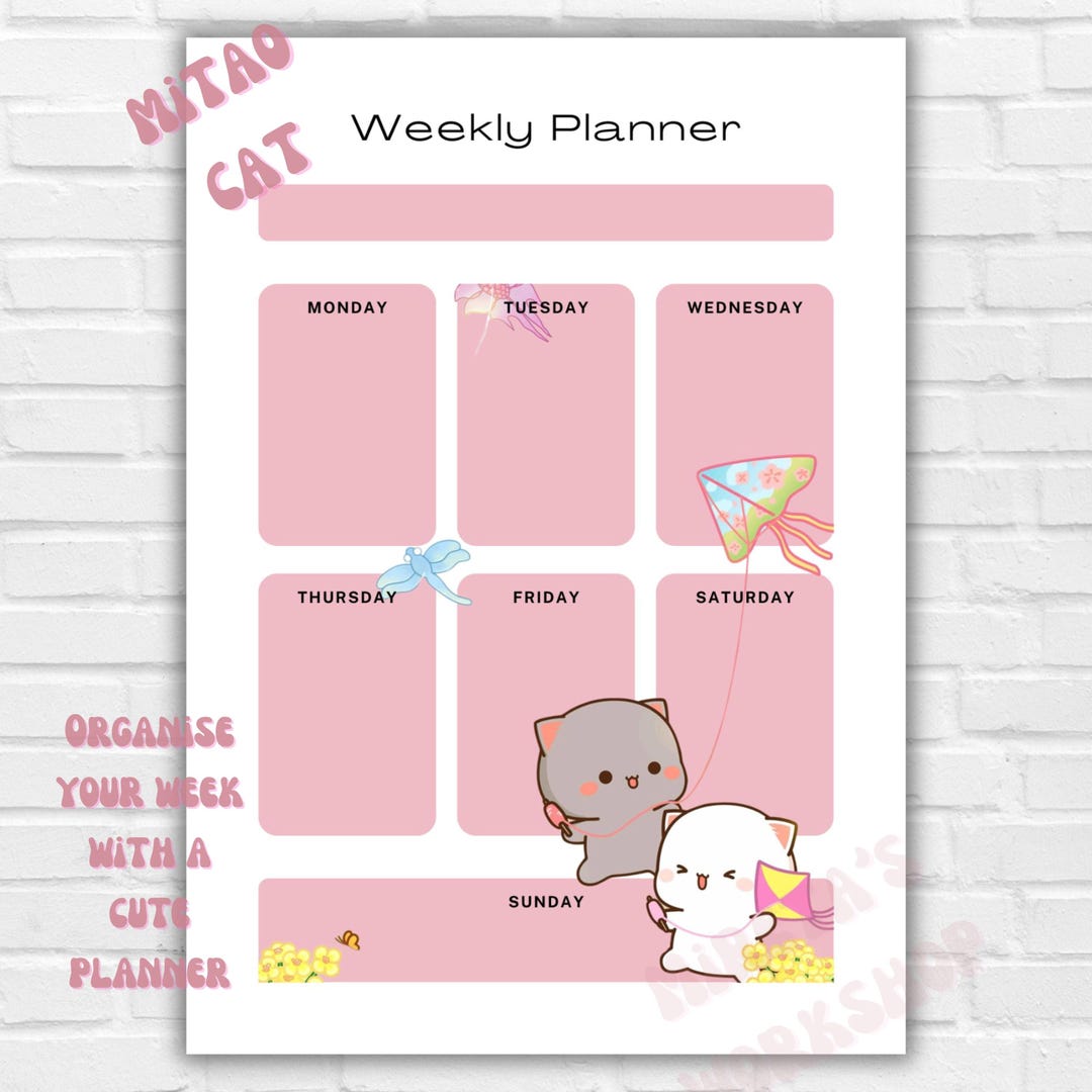 Peach and Goma Digital Weekly Planner, Printable Weekly Planner ...